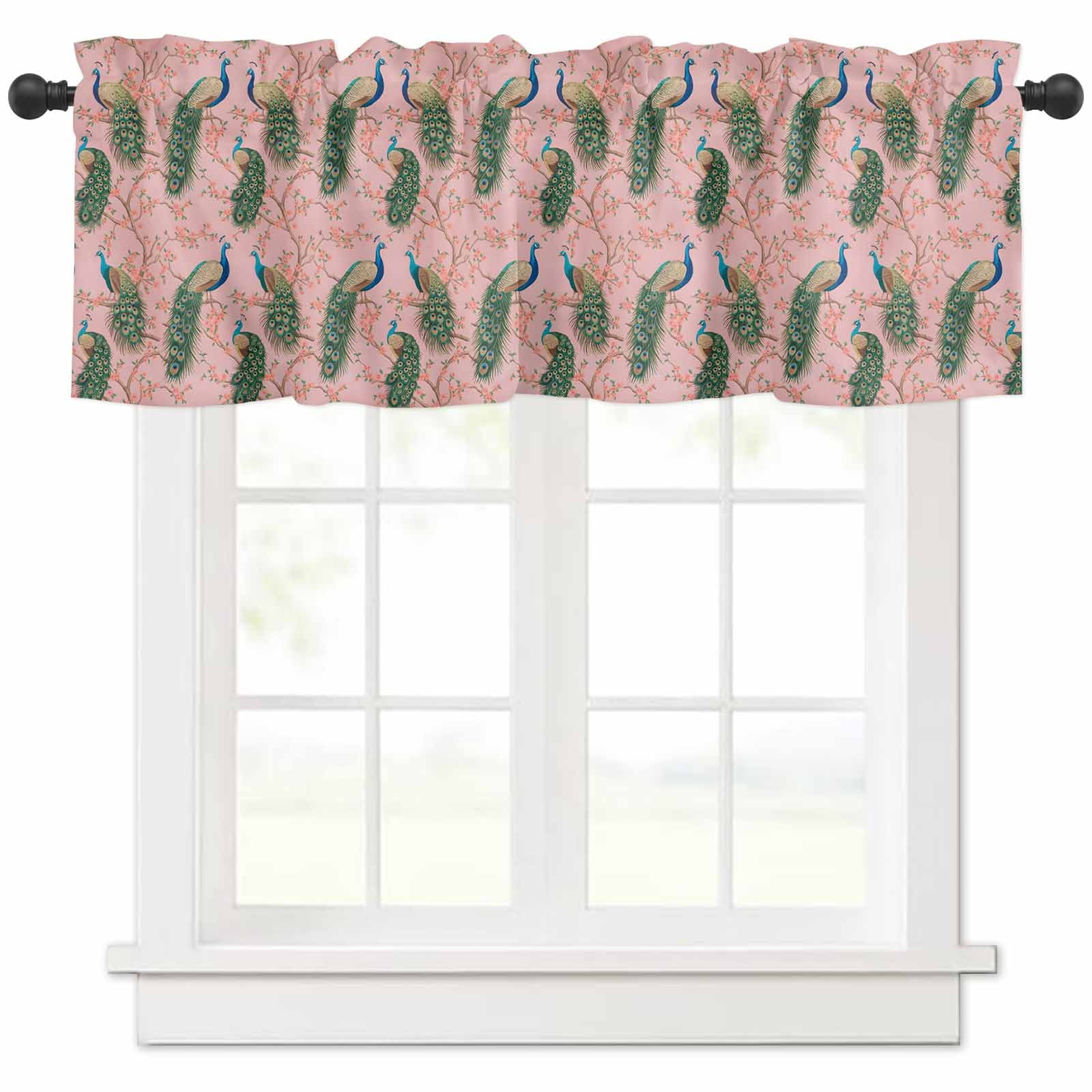 Peacock Feather Valances for Windows Farmhouse Kitchen Curtains ...