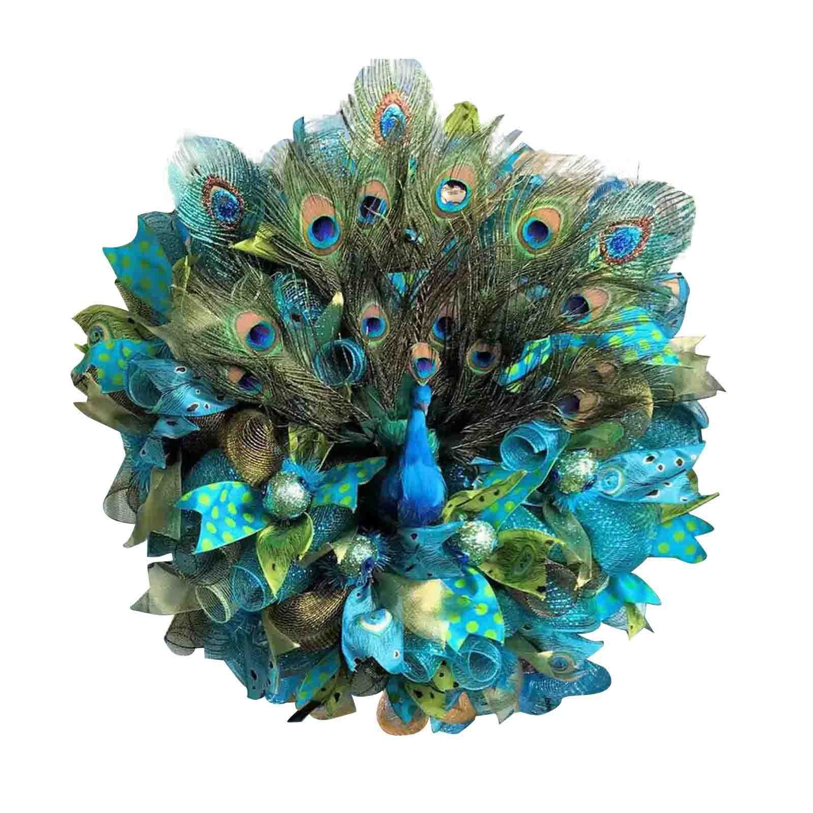 Peacock Feather Wreath,20" Spring Summer Front Door Decor,Wedding Party ...