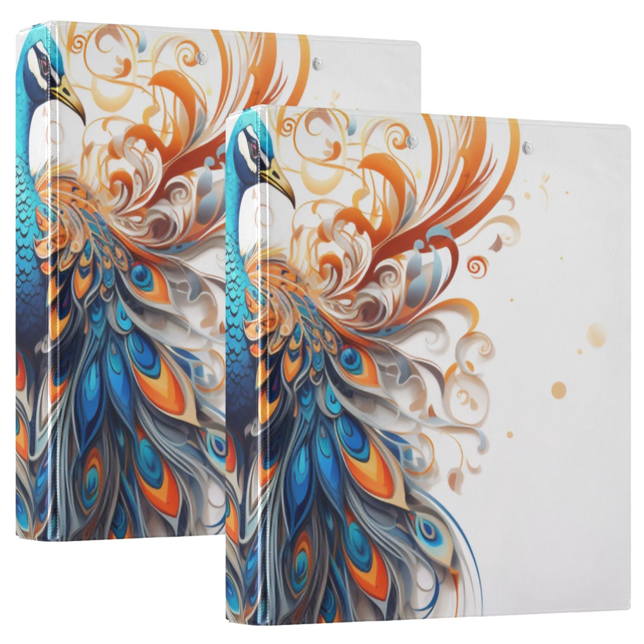 Peacock Feathers 3 Ring Binders 1.5 inch Hardcover File Folders with ...
