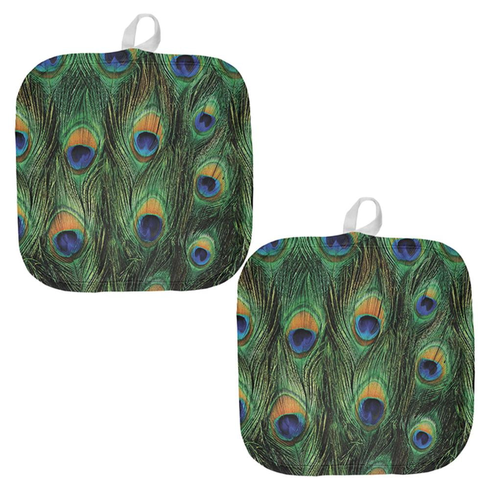 Peacock Feathers All Over Pot Holder (Set of 2) - Walmart.com