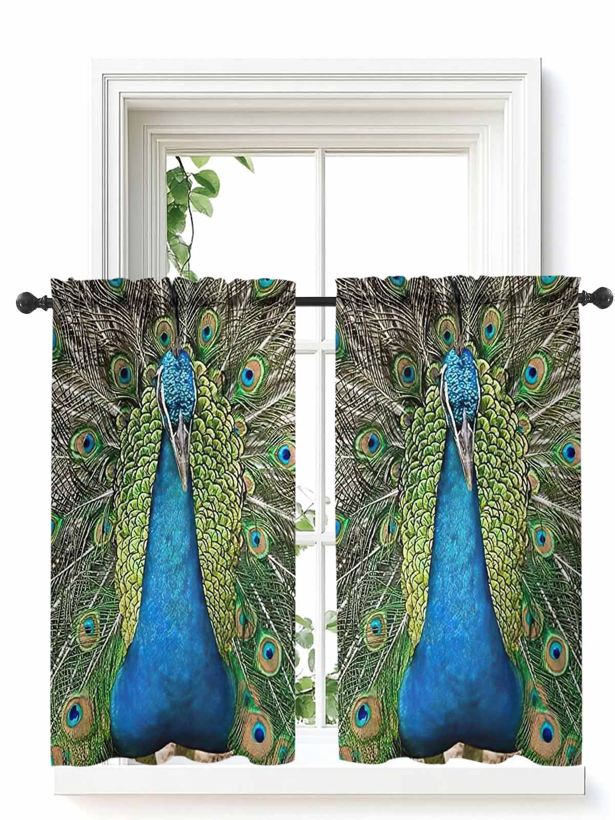 Peacock Feathers Curtains 45 Inch Length, Sheer Curtains for Bedroom ...