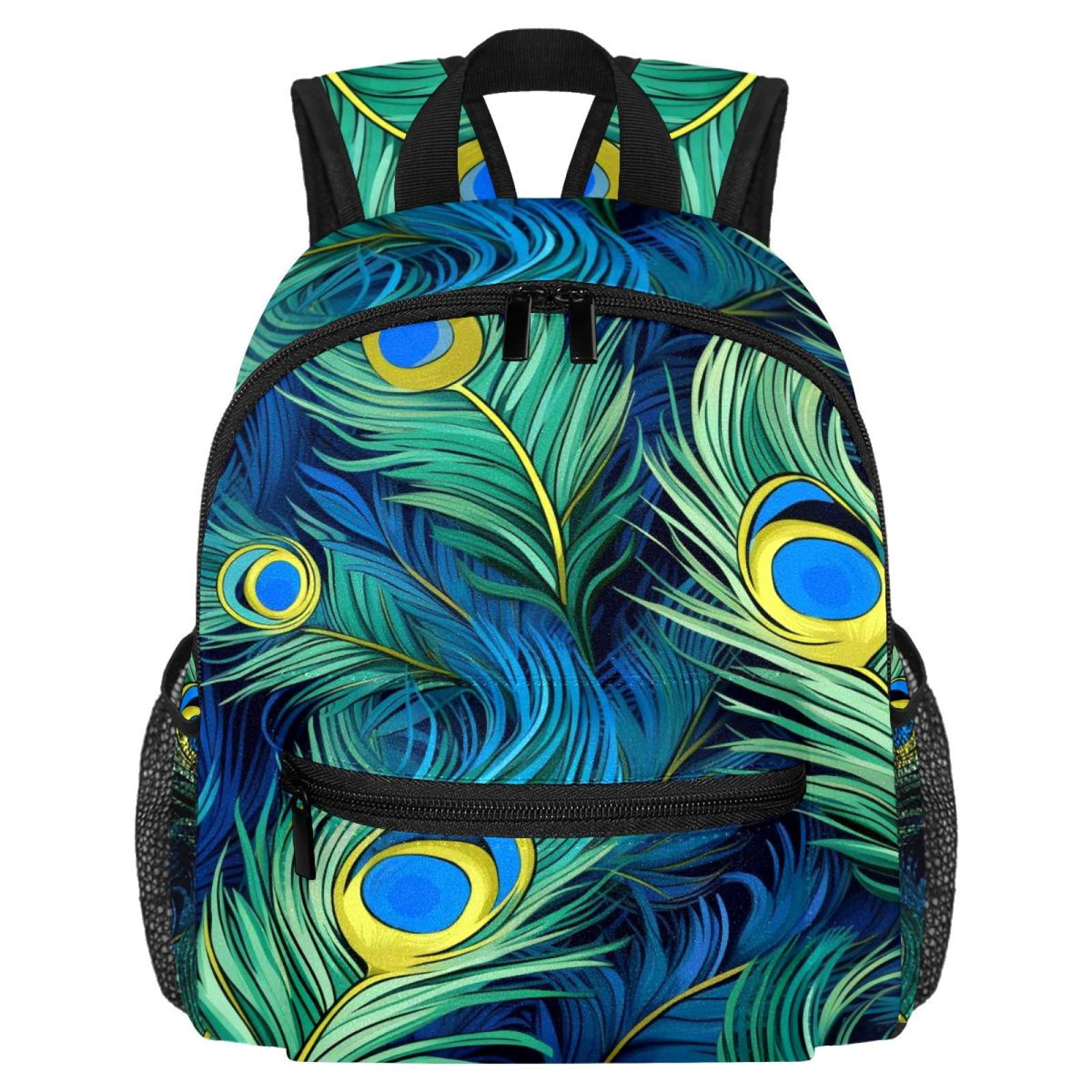 Peacock Feathers Cute Book Bag with Adjustable Shoulder Strap, Large ...