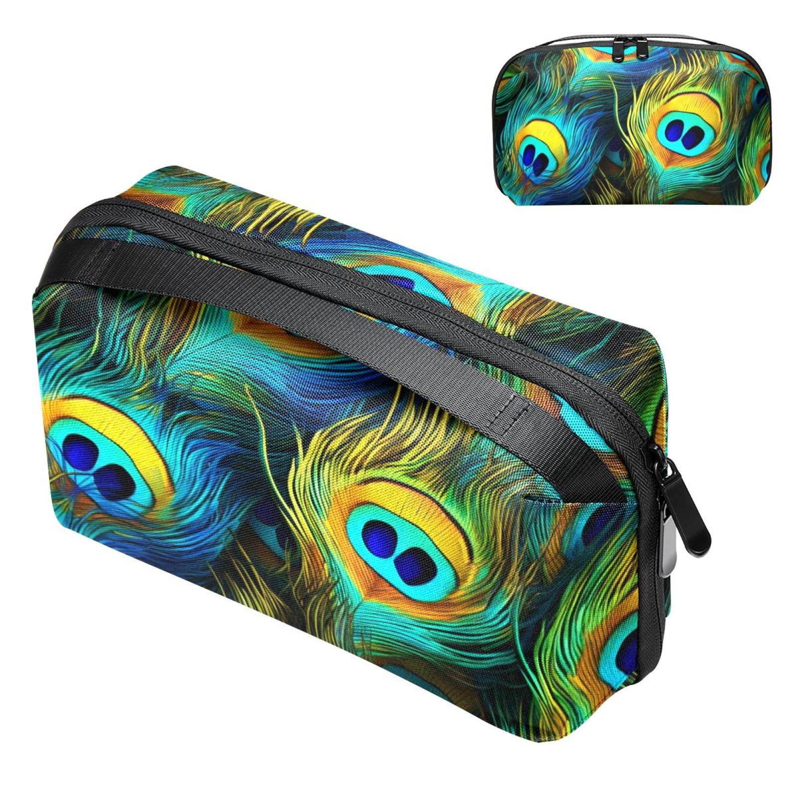 Peacock Feathers Digital Bag Organizer Travel Case with Oxford Fabric ...