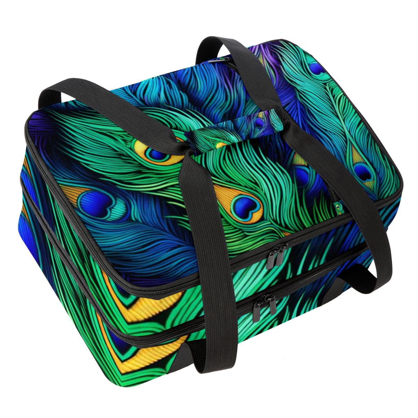 Peacock Feathers Double Layered Insulated Lunch Bag with Two ...