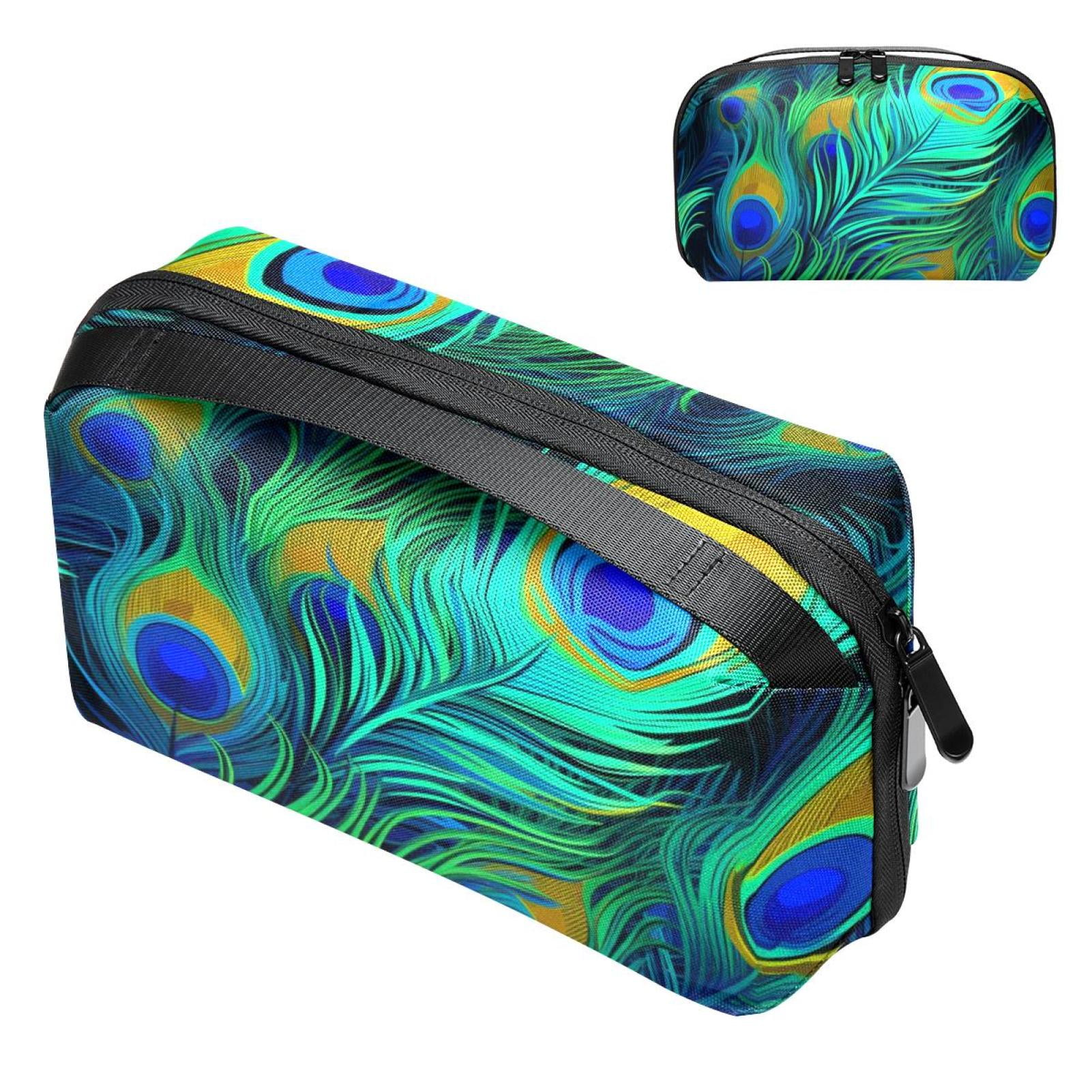 Peacock Feathers Electronic Organizer Travel Case, Waterproof Oxford ...