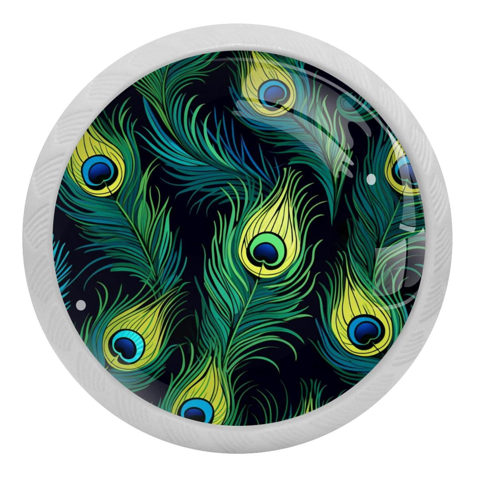 Peacock Feathers Fluorescent Drawer Pulls 4-Pack: Glow-in-the-Dark ...