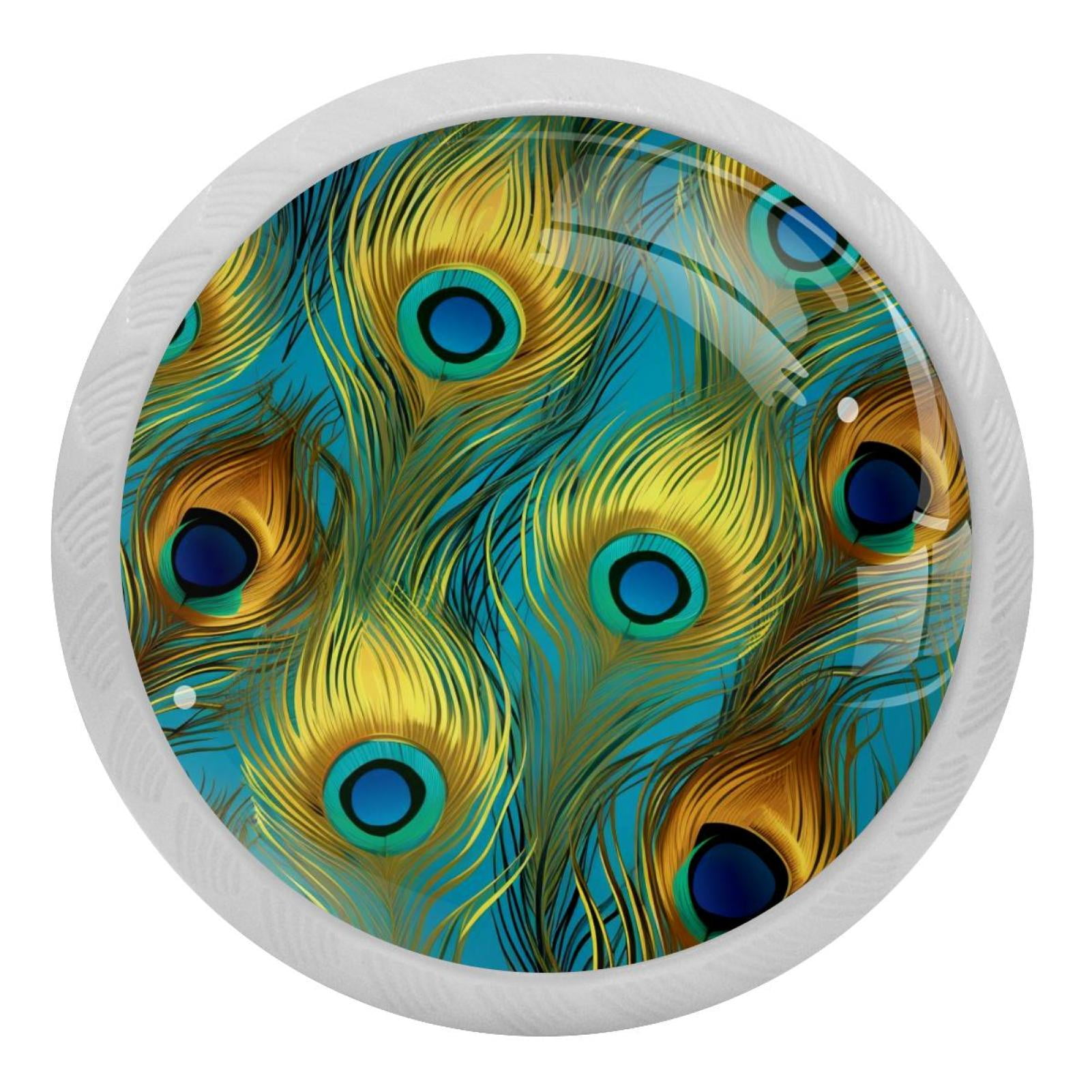 Peacock Feathers Fluorescent Drawer Pulls with Screws – Round 4-Pack ...