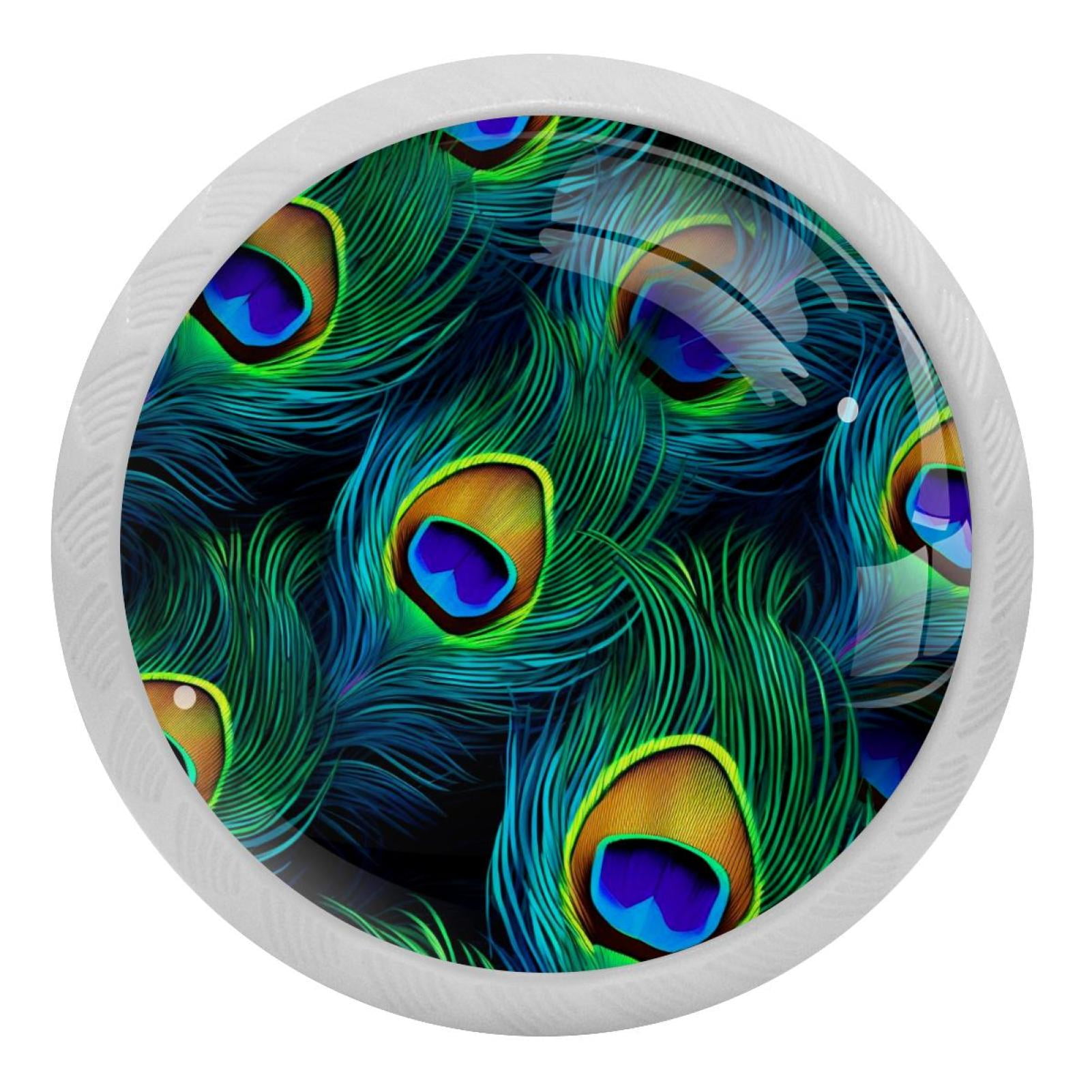 Peacock Feathers Fluorescent Drawer Pulls with Screws: Round 4-Pack ...