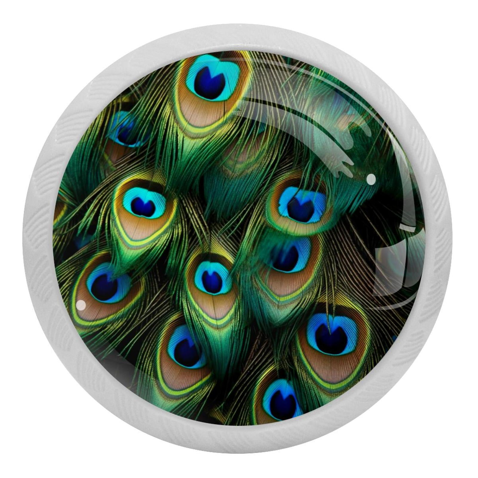 Peacock Feathers Fluorescent Drawer Pulls with Screws: Round 4-Pack ...
