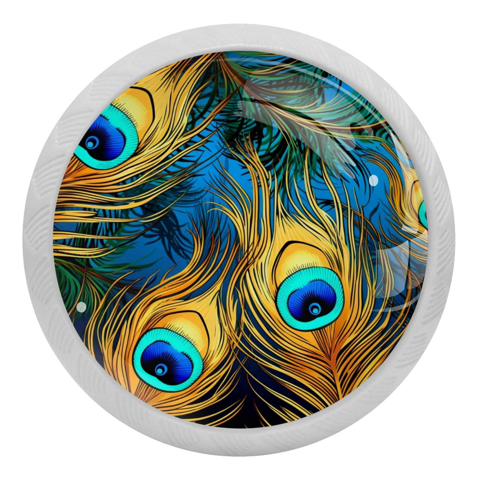Peacock Feathers Fluorescent Drawer Pulls with Screws: Round 4-Pack ...