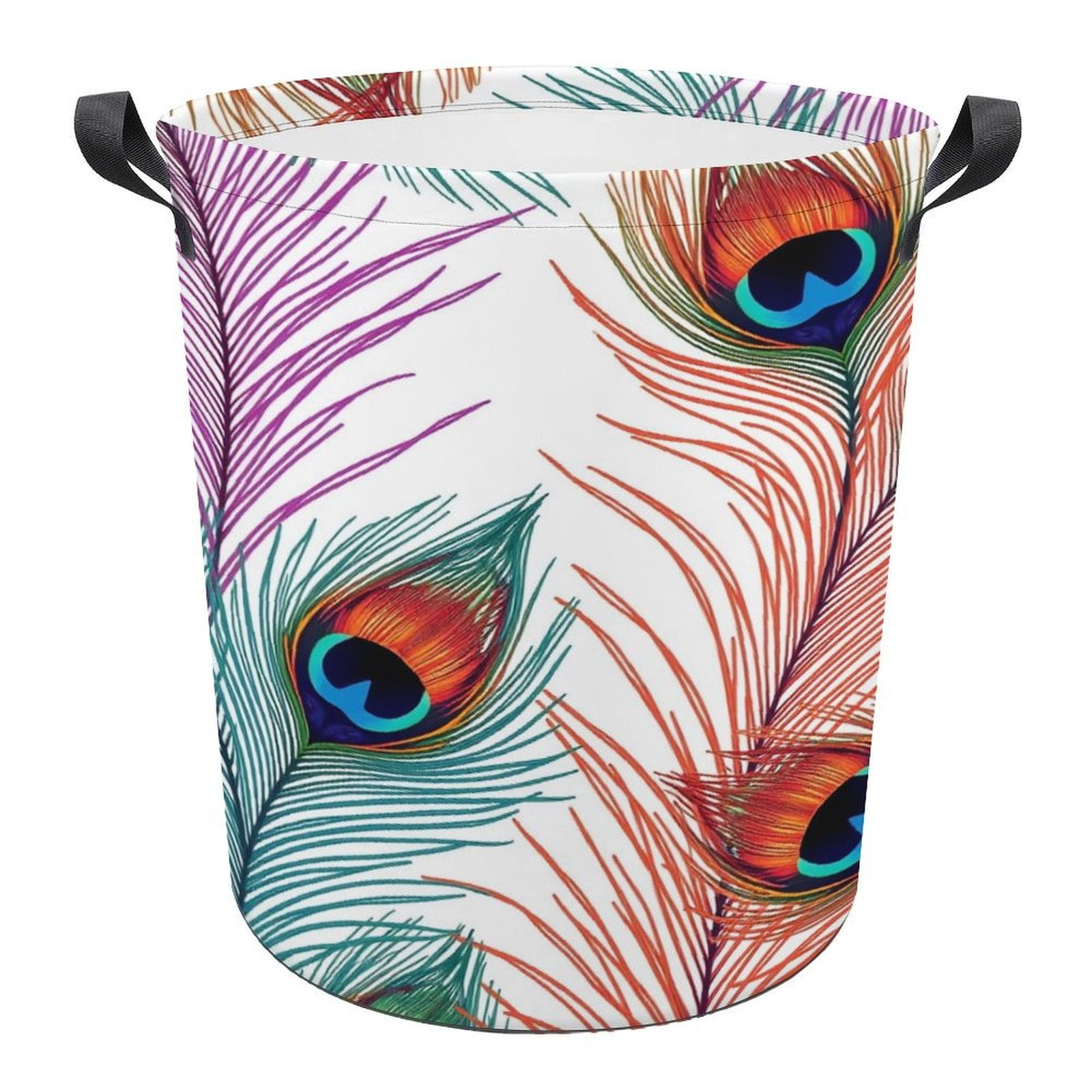 Peacock Feathers Folding Laundry Basket Storage Bin Large Hamper Collapsible Clothes Toy Bucket ...