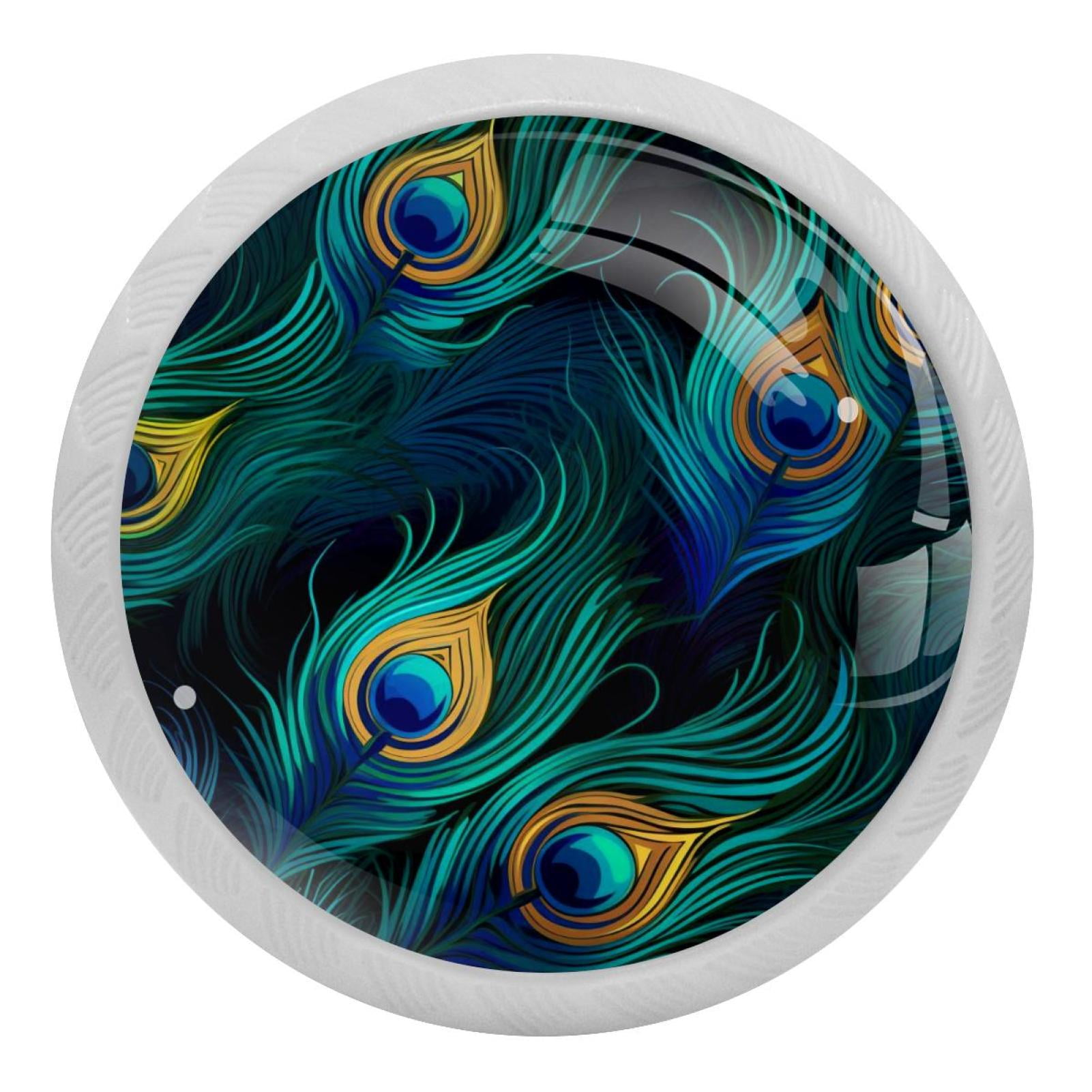 Peacock Feathers Glow-in-the-Dark Fluorescent Drawer Pulls with Screws ...