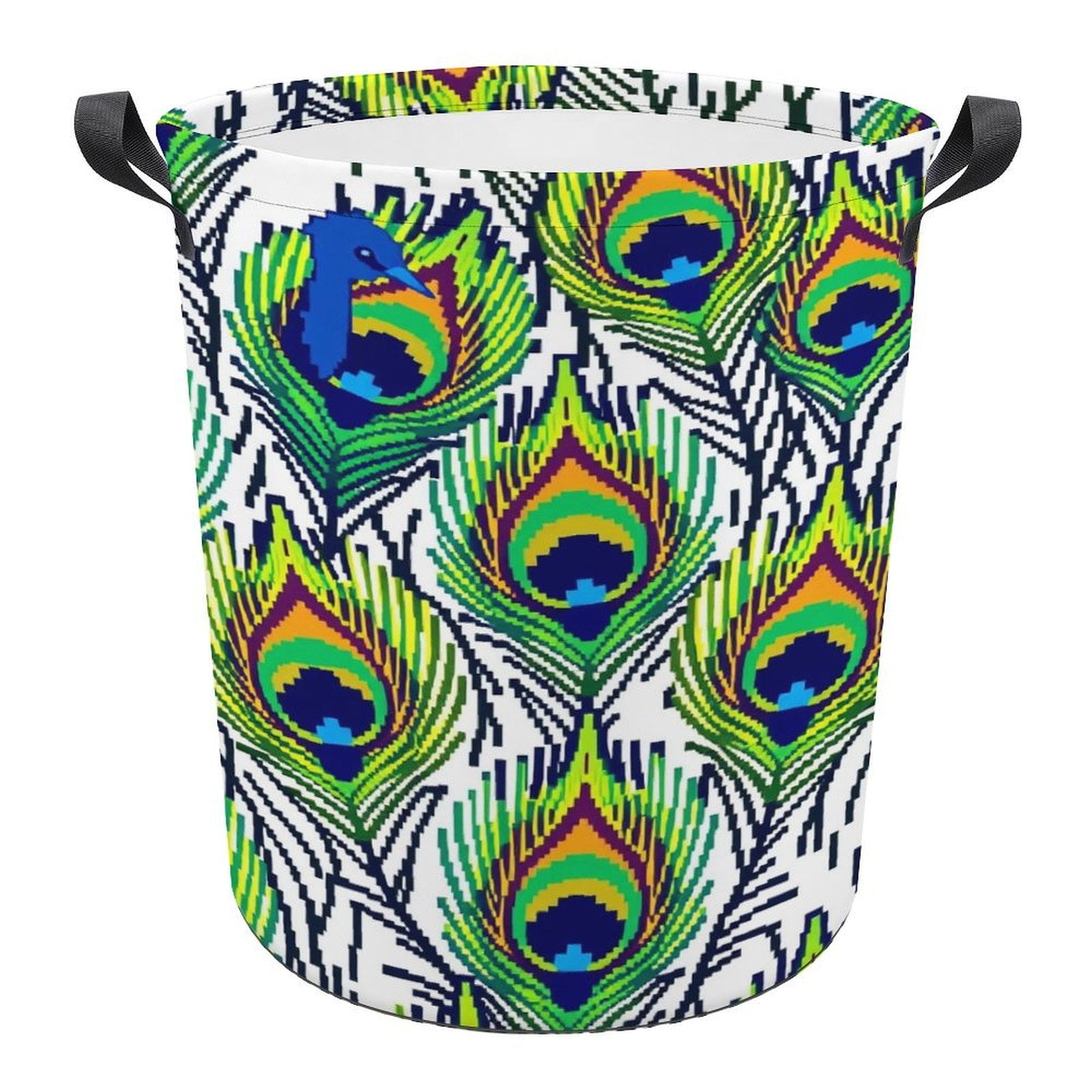 Peacock Feathers Laundry Basket Foldable Clothes Toy Hamper Storage Bin ...