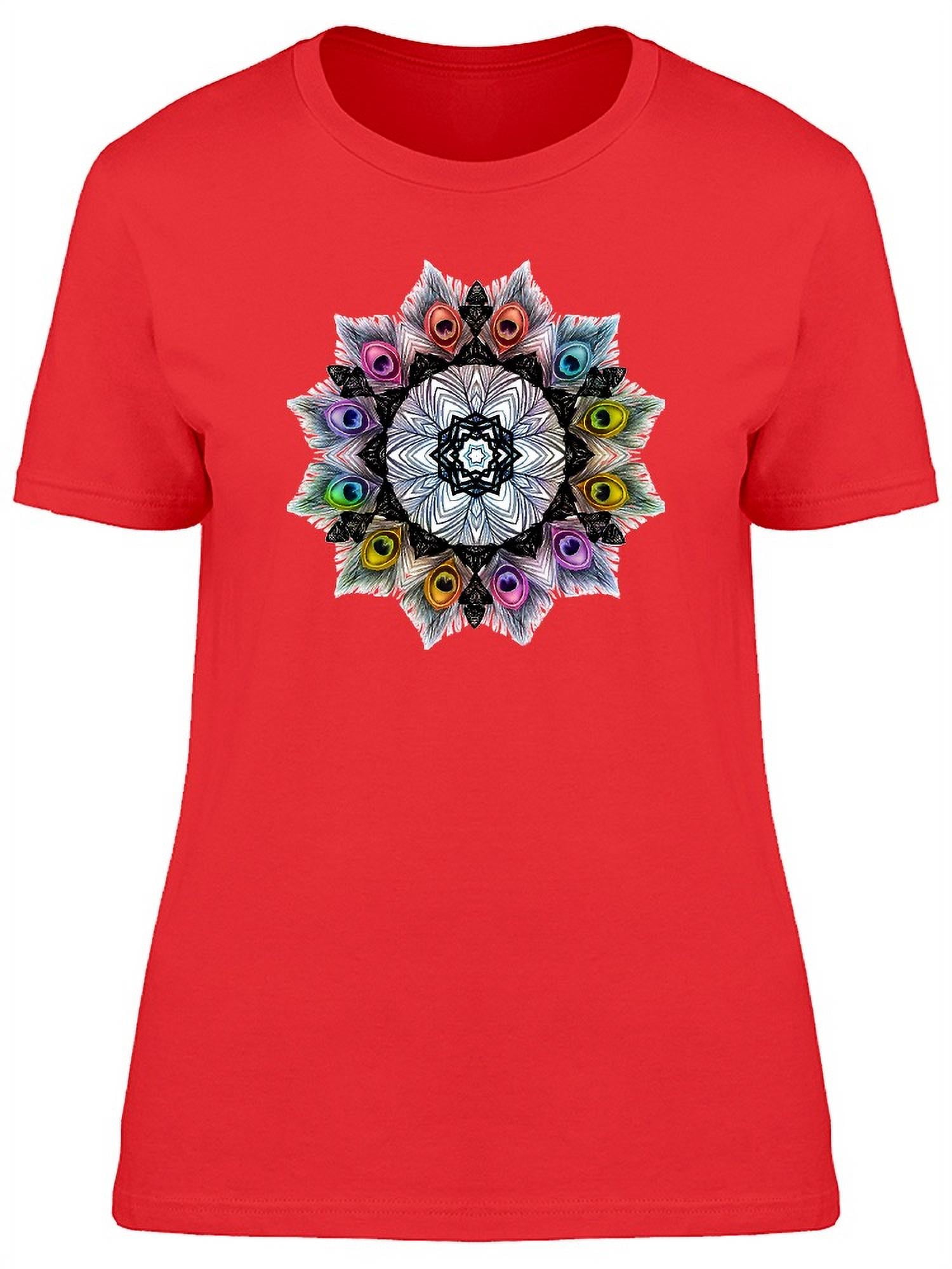 Peacock Feathers Mandala T-Shirt Women -Image by Shutterstock, Female ...
