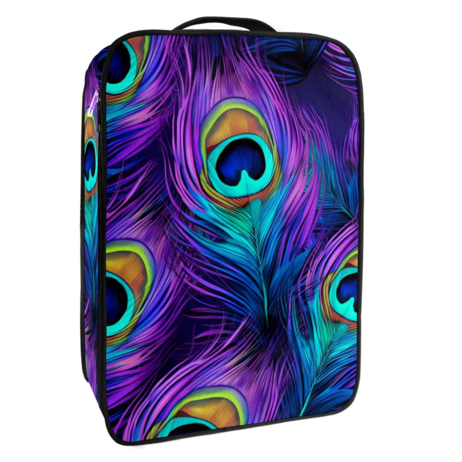 Peacock Feathers Polyester Shoe Boxes Organizer, 23x31cm/9x12in ...