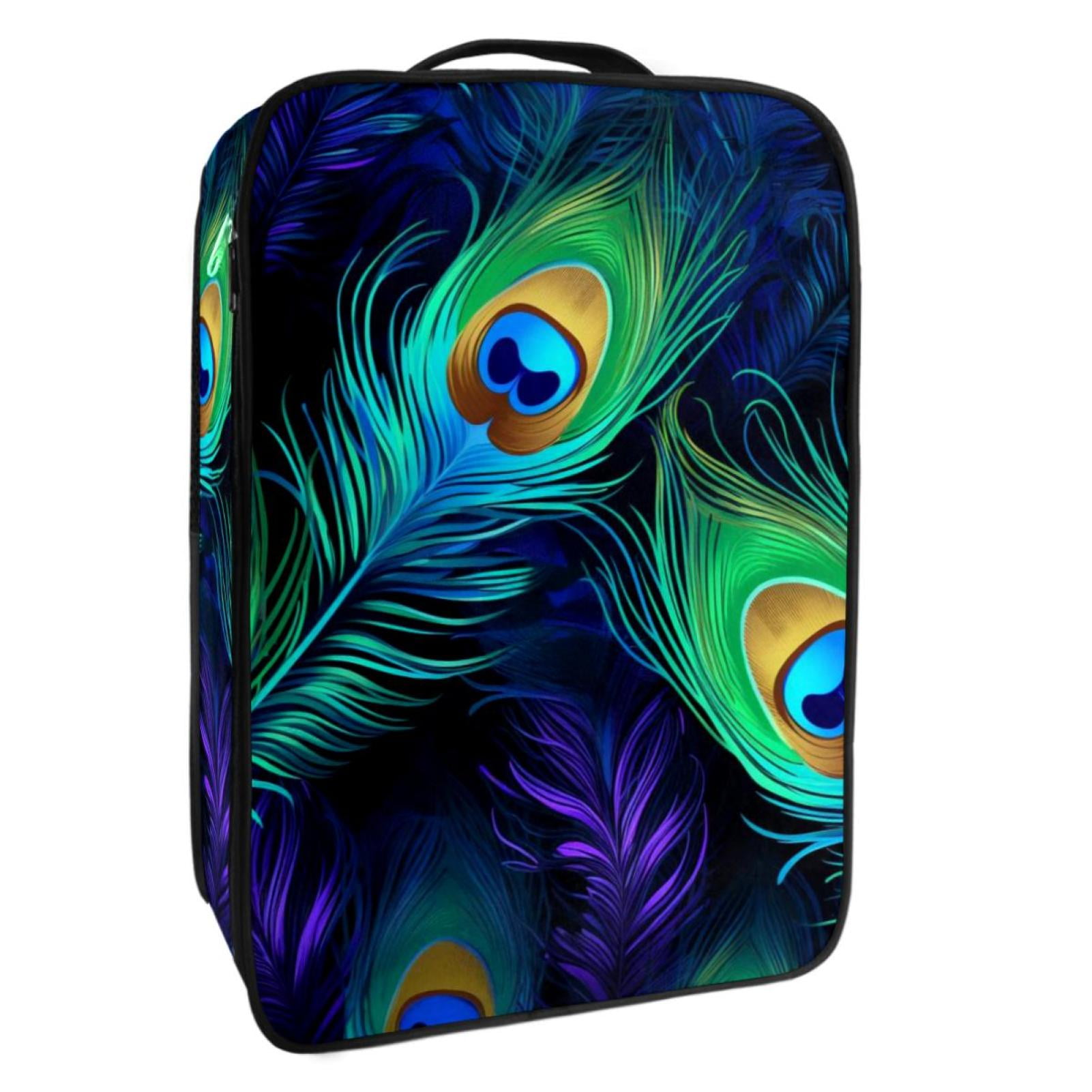 Peacock Feathers Polyester Shoe Boxes Storage Organizer Containers ...