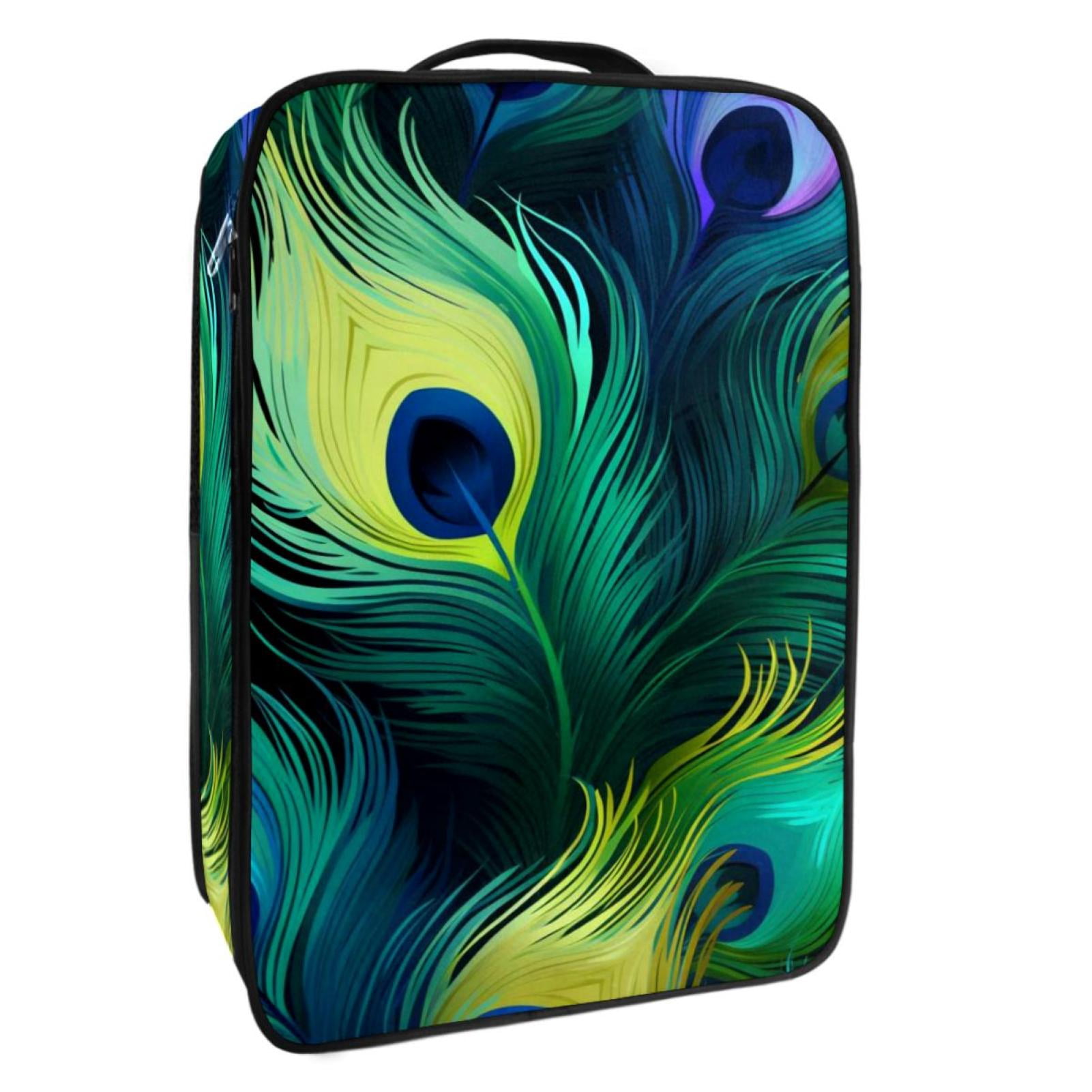 Peacock Feathers Polyester Shoe Storage Box - 23x31cm/9x12in Shoe ...