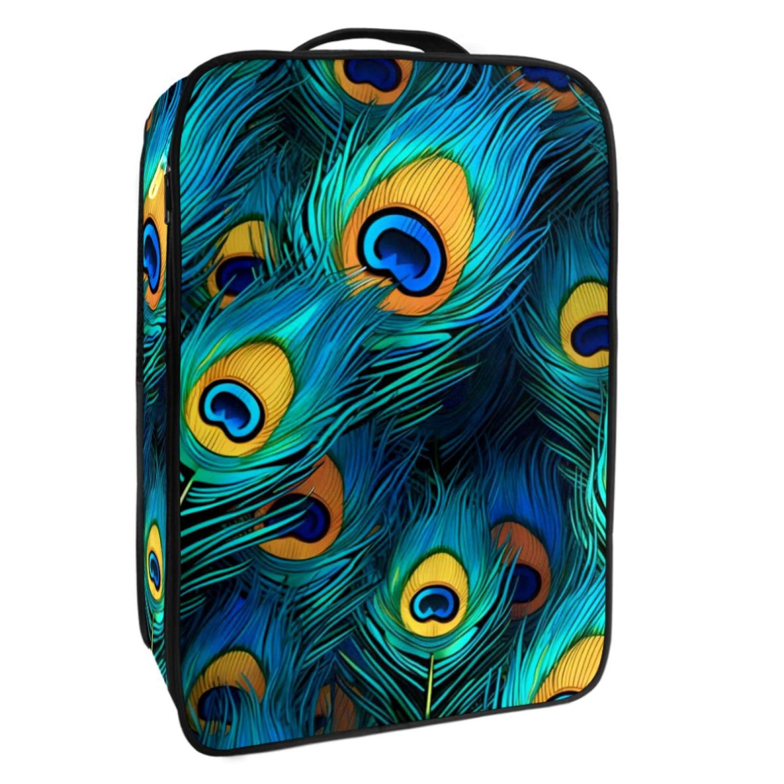 Peacock Feathers Polyester Shoe Storage Box - 23x31cm/9x12in Shoe ...