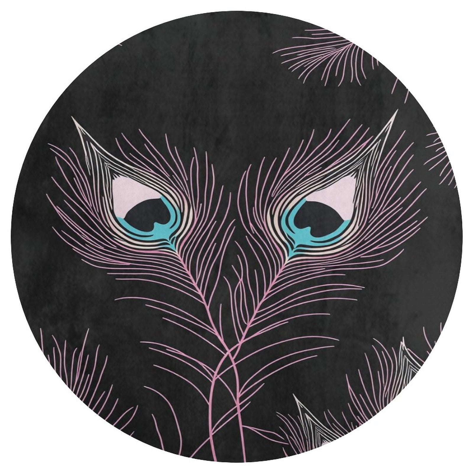 Peacock Feathers Round Area Rug Floor Carpets Washable Indoor Floor ...