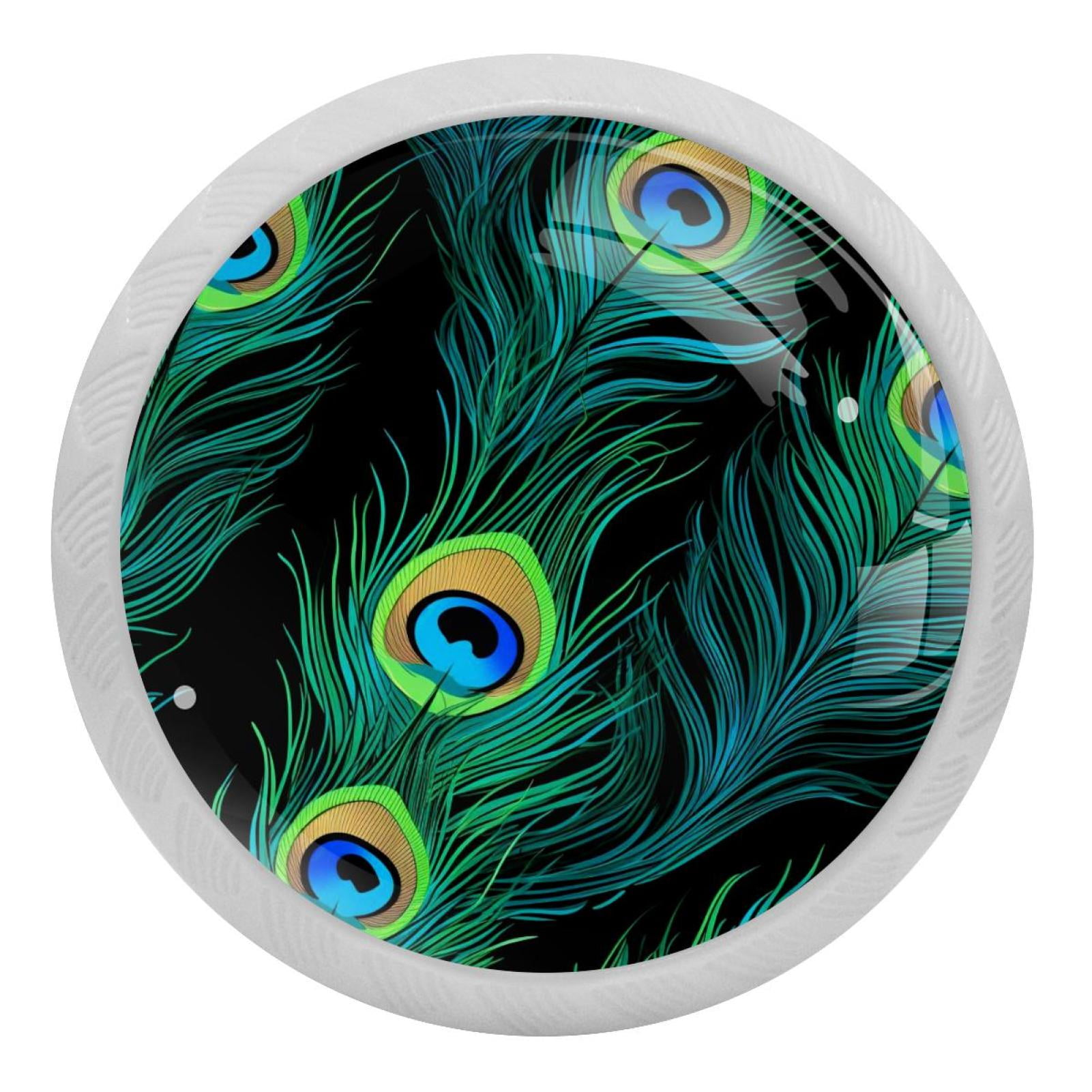 Peacock Feathers Round Glow-in-the-Dark Dresser Knobs: Fluorescent ...