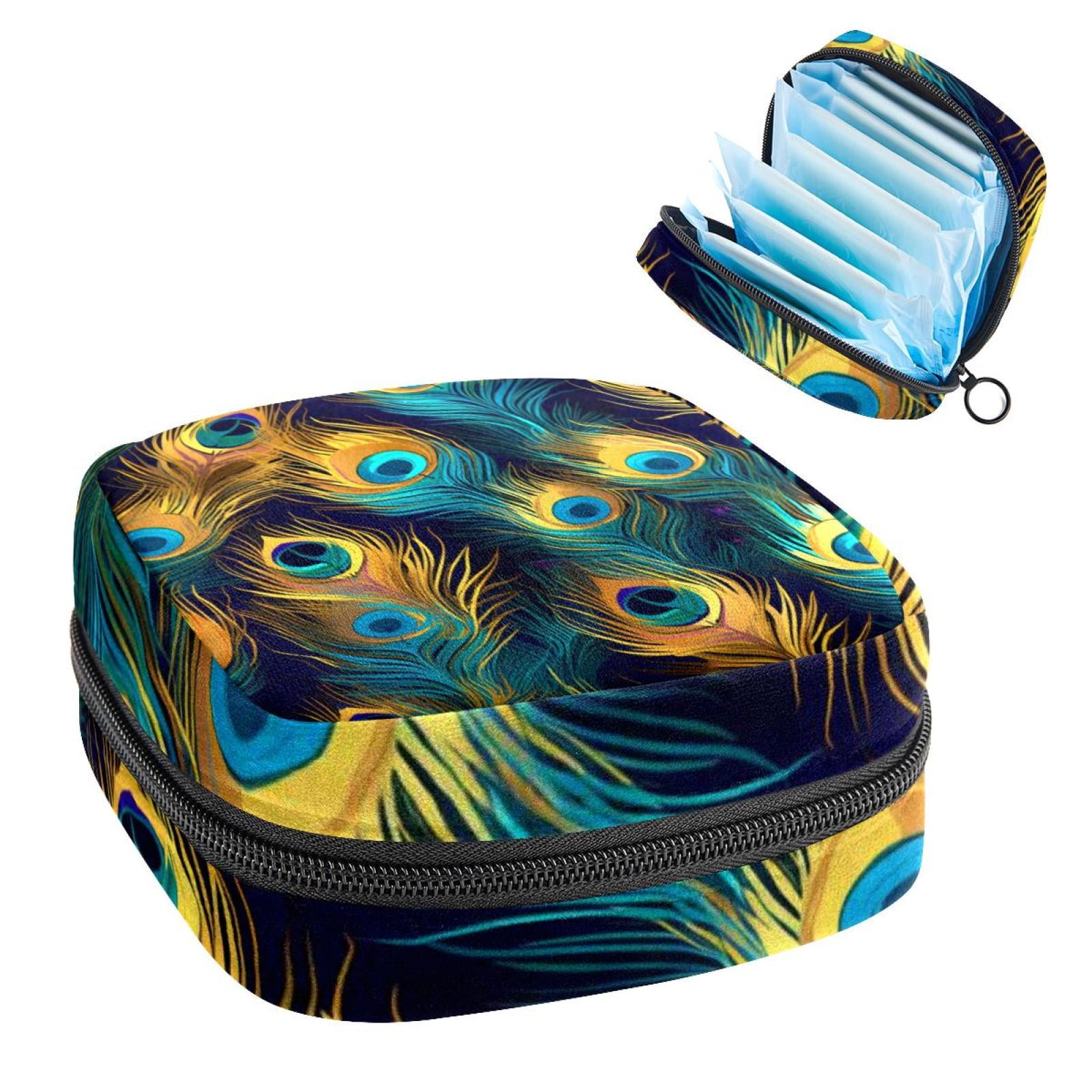 Peacock Feathers Toiletry Bag Small Travel Storage Pouch for Menstrual ...