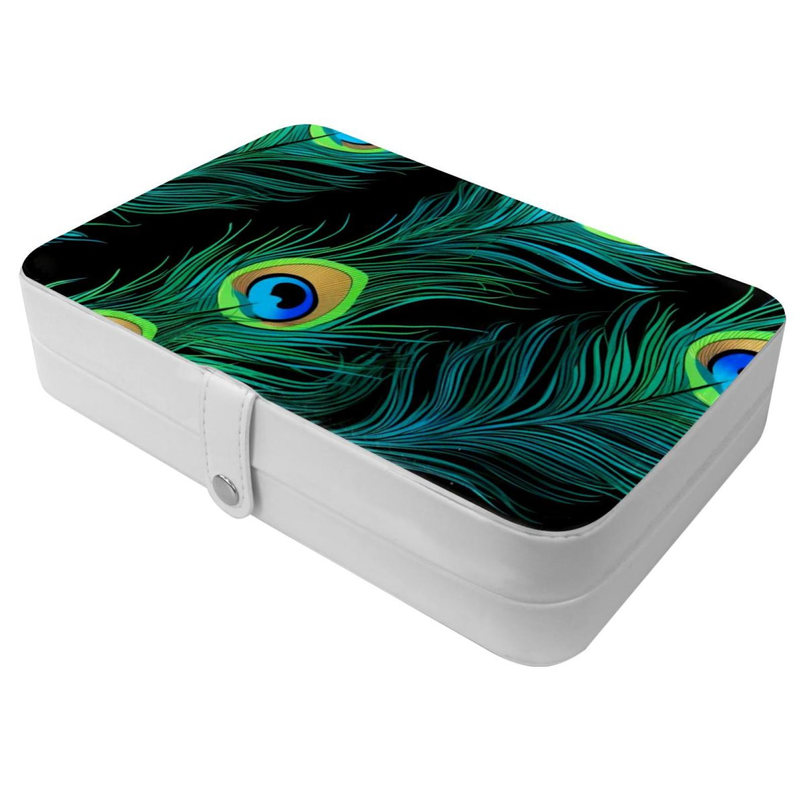 Peacock Feathers Travel Jewelry Box - Compact and Portable - Ideal ...