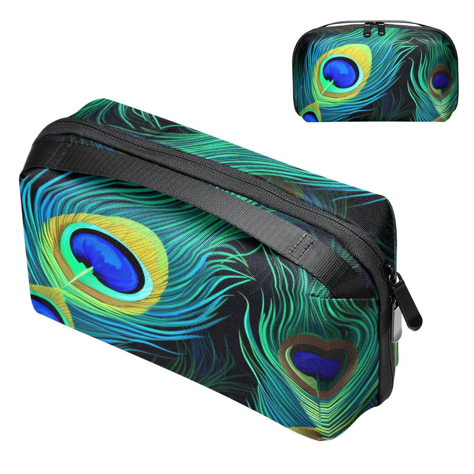 Peacock Feathers Waterproof Oxford Fabric Storage Pouch for Electronic ...