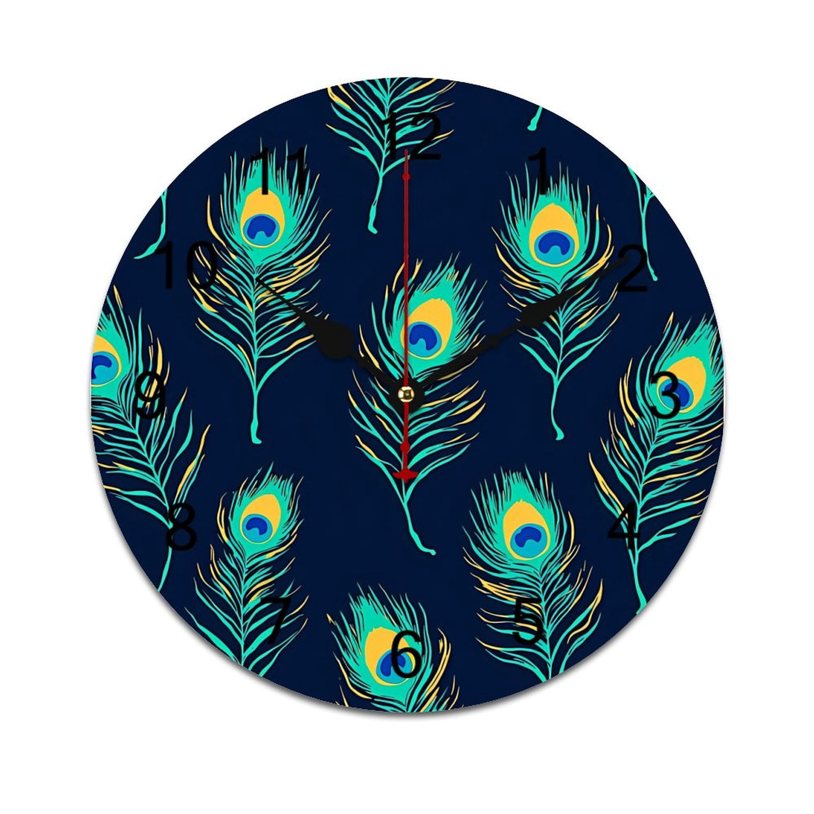 Peacock Feathers Word Saying Big Wall Clock Home Decor Art Watch Living ...