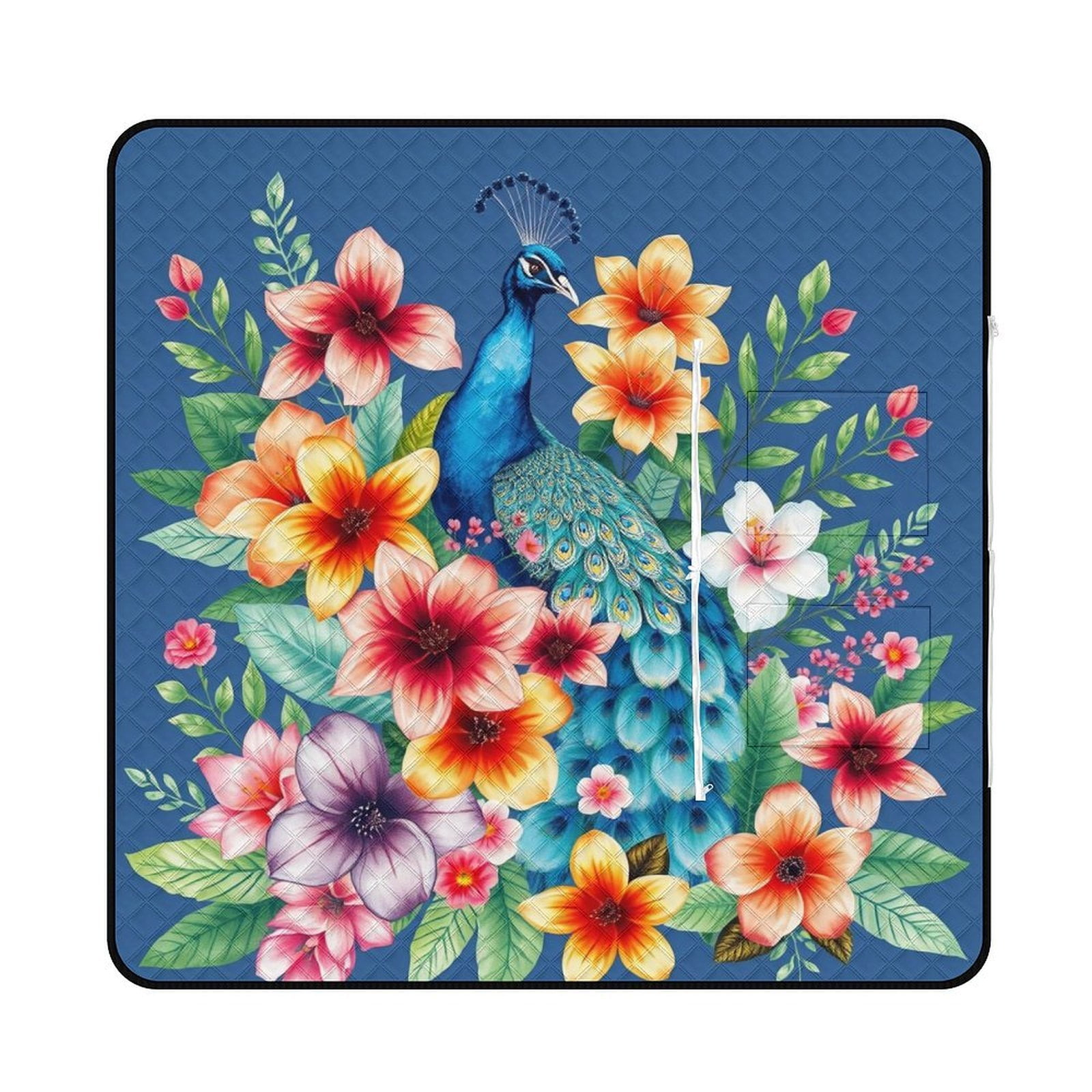 Peacock Floral Paradise Beach Mats Outdoor Foldable Camping Mat Anti ...