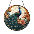 Peacock Floral Stained Glass Style Suncatcher – Round Nature Window ...