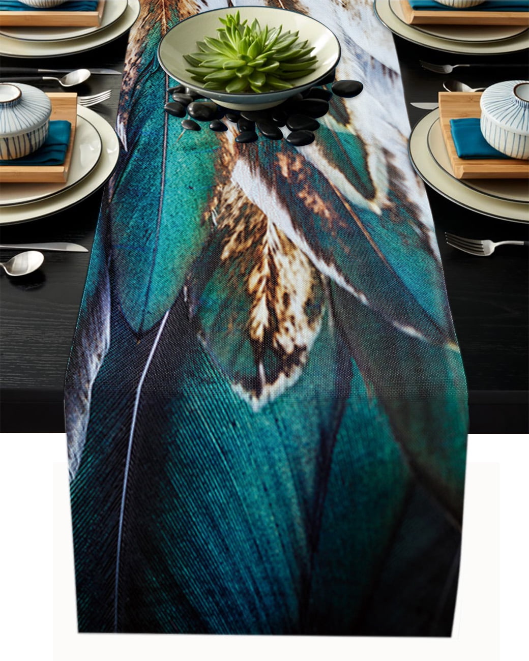 Peacock Flower Hydrangea Retro Table Runner Home Wedding Table Flag Mat ...