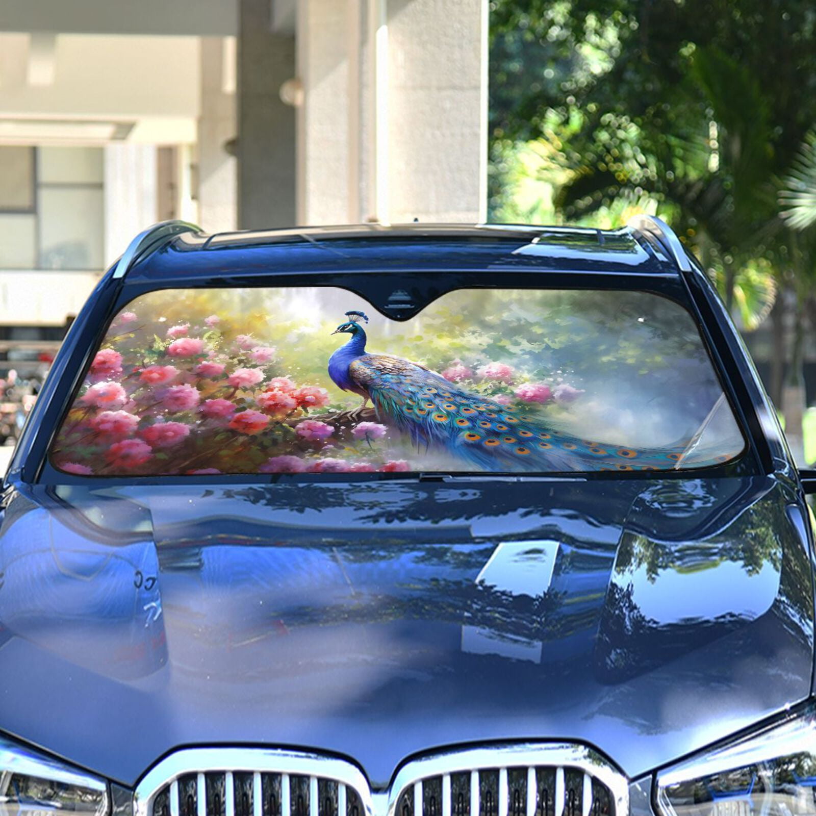 Peacock Flowers Trees Automotive Front Car Windshield Sun Shade ...