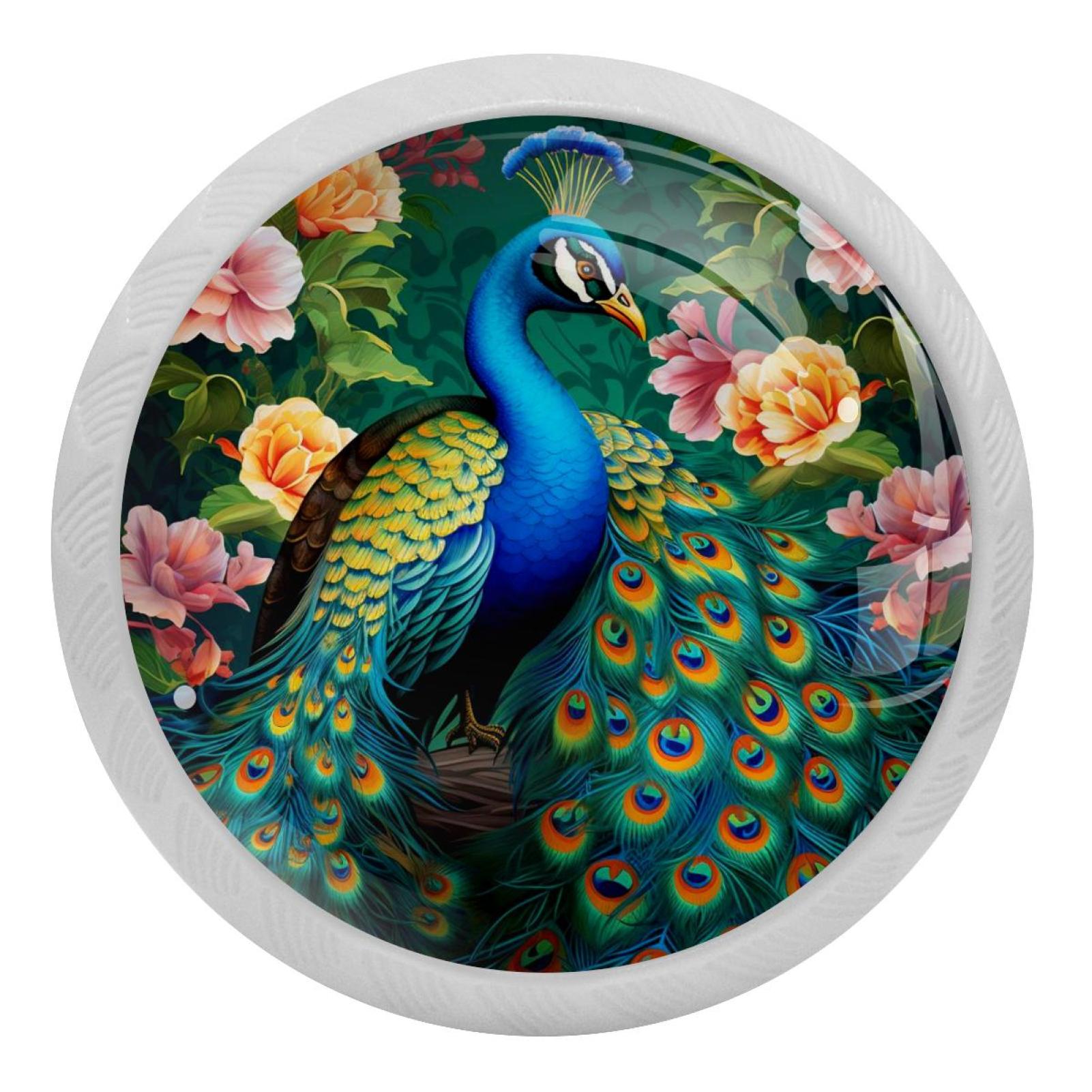 Peacock Fluorescent Glow-in-the-Dark Drawer Pulls: 4-Pack Round Knobs ...