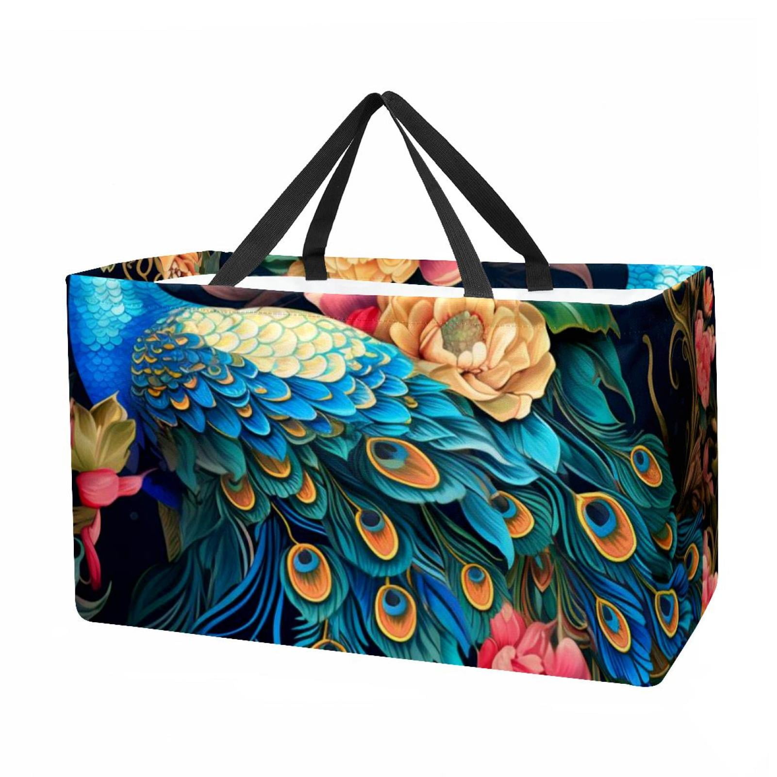 Peacock Foldable Oxford Cloth Reusable Storage Basket Cube Organizer ...