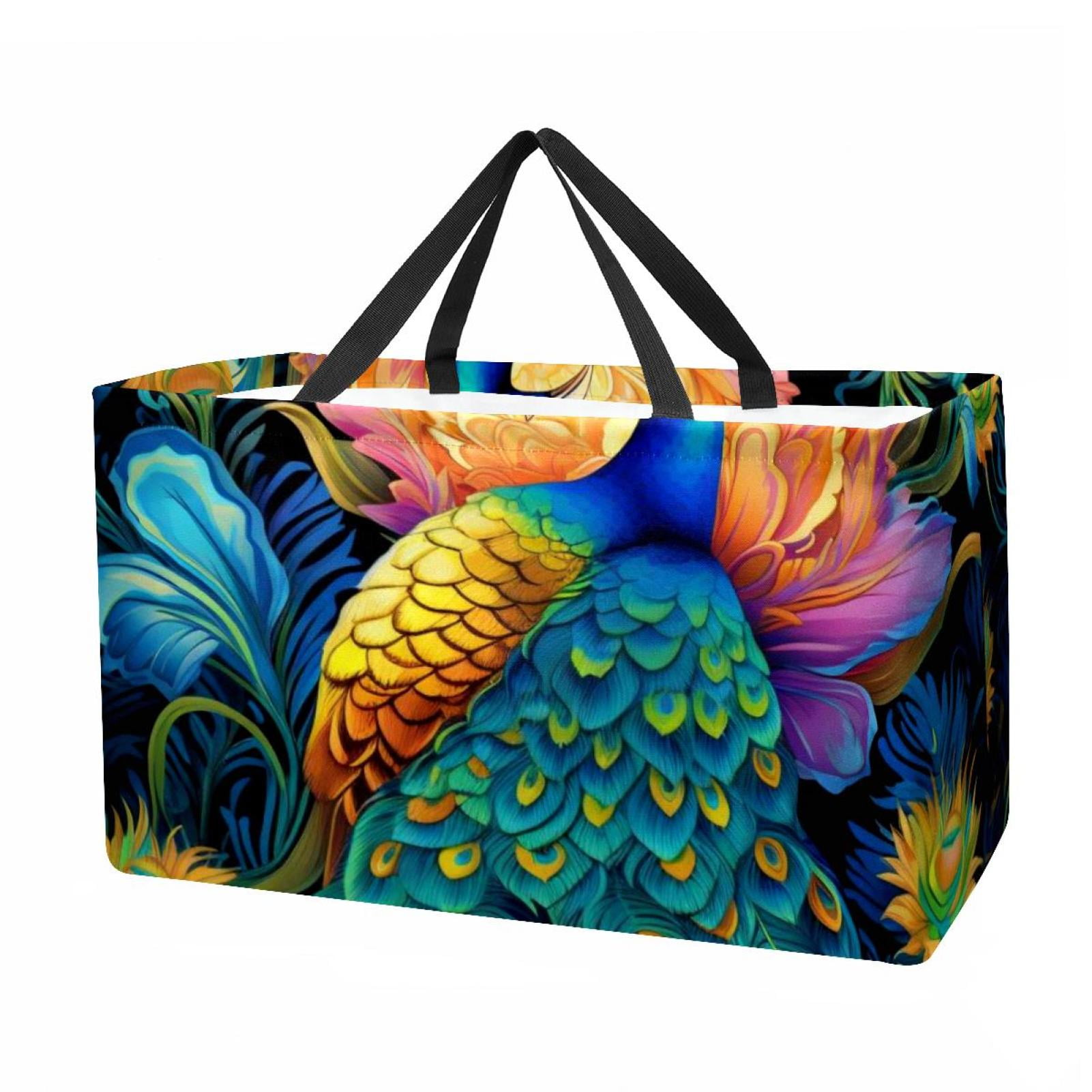 Peacock Foldable Reusable Oxford Cloth Laundry Basket - Large Capacity ...