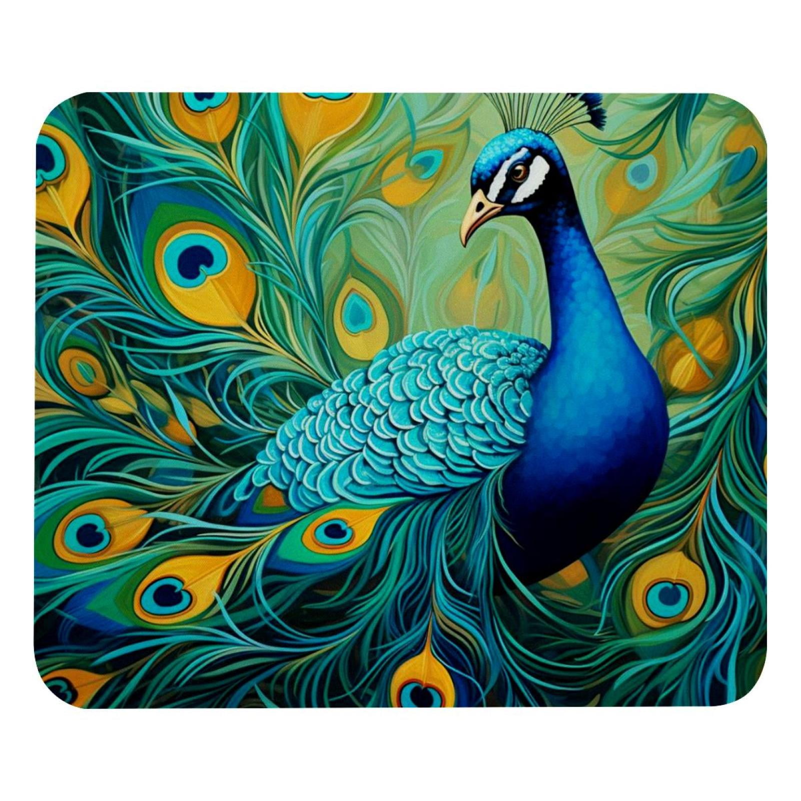 Peacock Gaming Mouse Pad, Desk Mat, Square 8.3x9.8 Inch Non-Slip Rubber ...