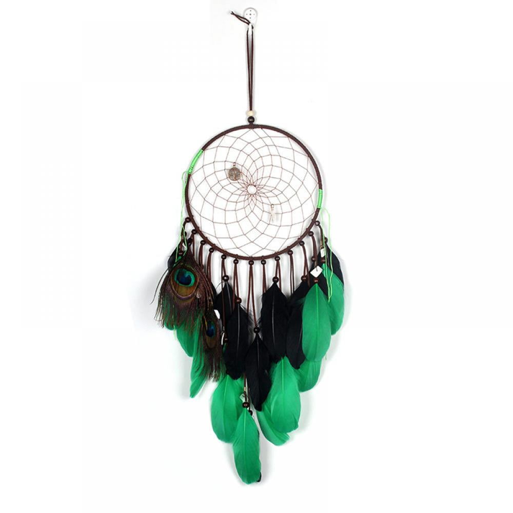 Peacock Green Catcher's Spirit Ins Wind Dream Net Catcher Bamboo Circle ...