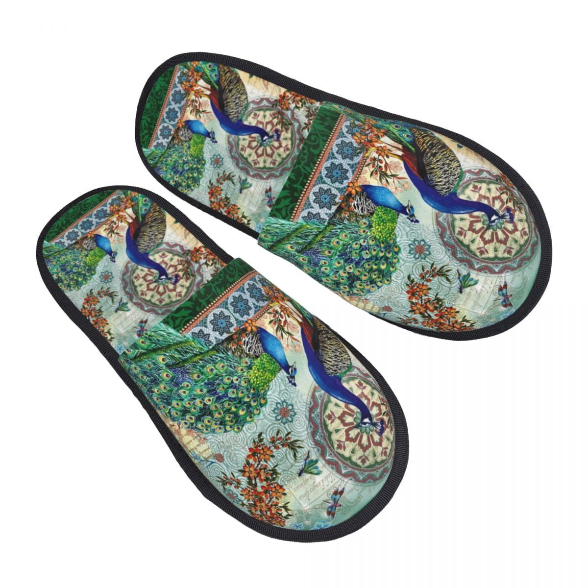 Peacock House Slippers Women Soft Memory Foam Feather Animal Cute And ...