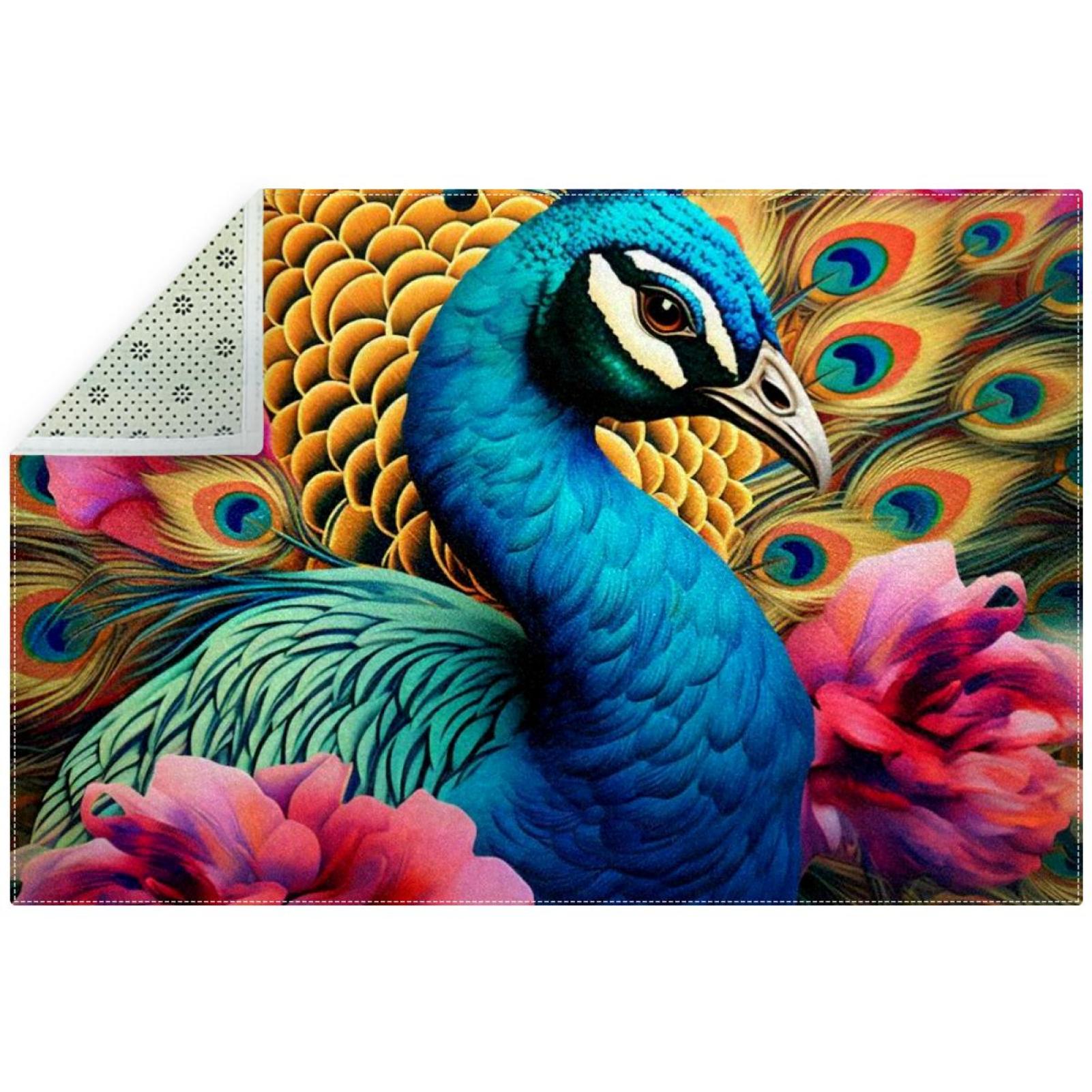 Peacock Kitchen Mat | Comfortable Polyester Floor Mat for Standing ...