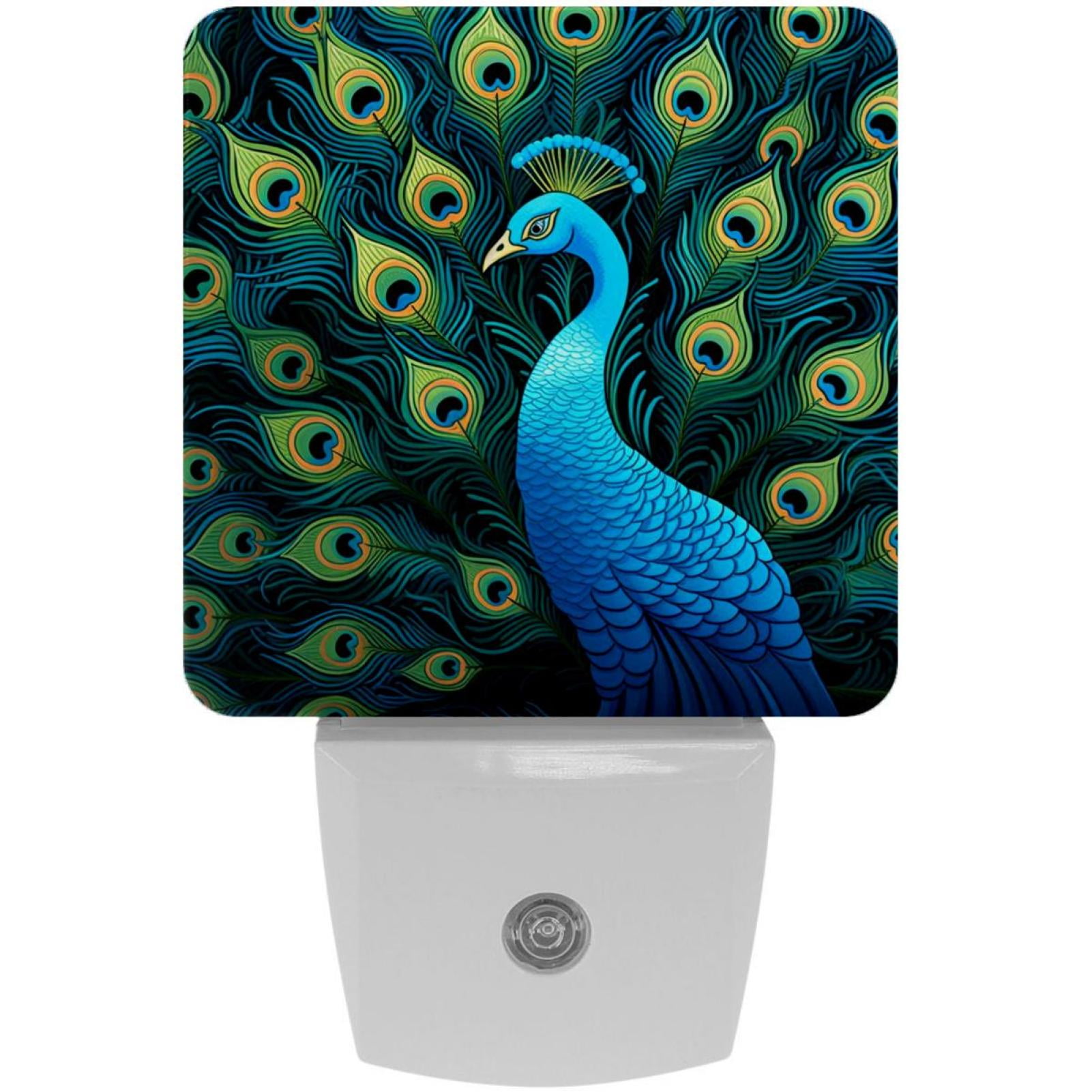 Peacock LED Square Night Lights - Modern Design, Soft Glow, Energy ...
