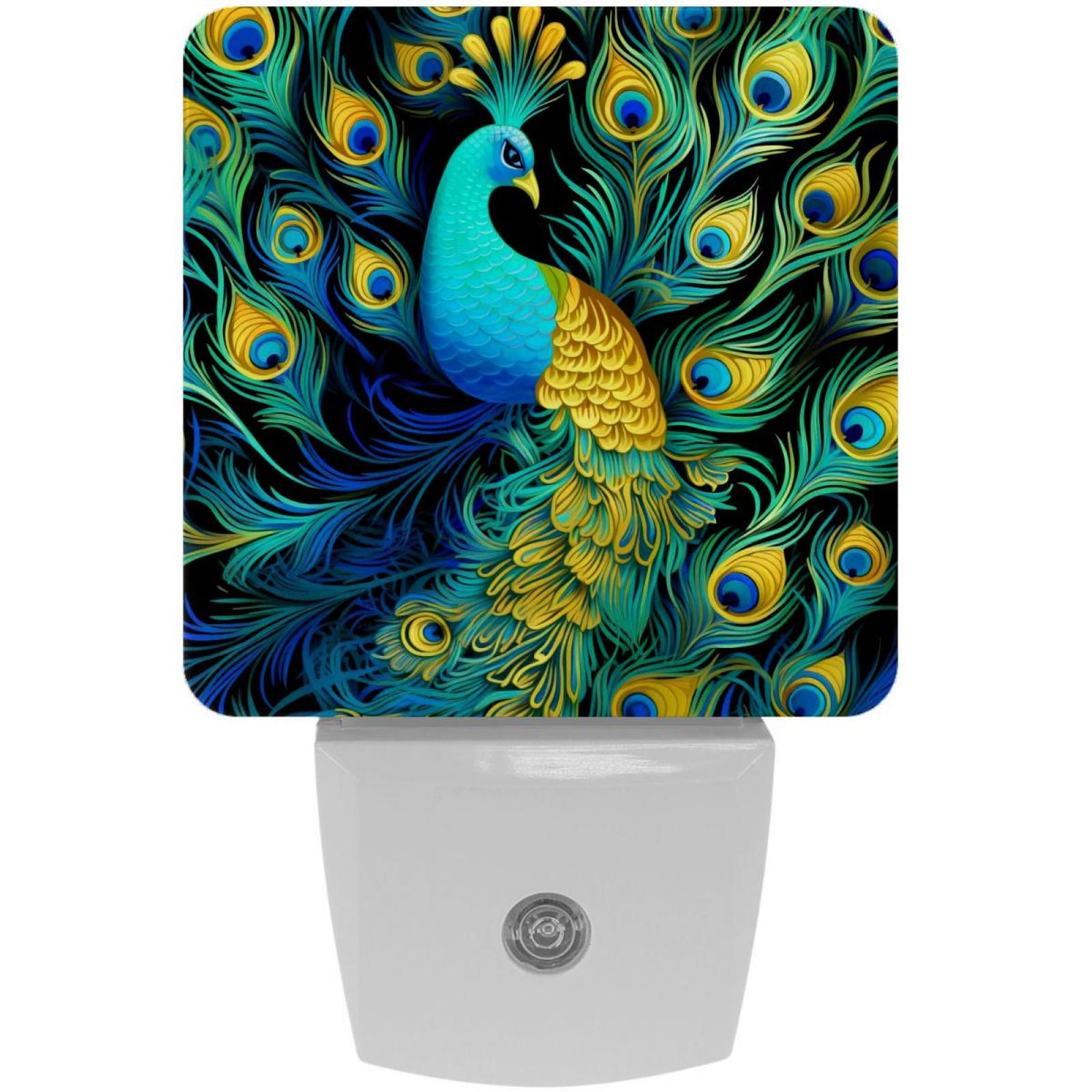 Peacock LED Square Night Lights for Bedroom and Living Room, Decorative ...