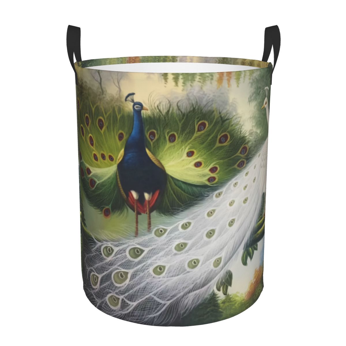 Peacock Laundry Basket Foldable Large Clothes Storage Bin Feather ...