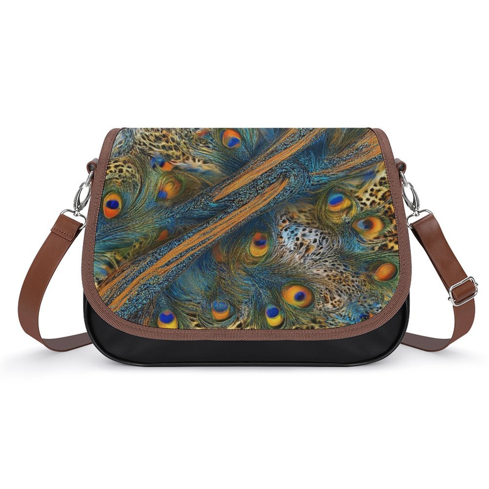 Peacock Leopard Vibrant Plumage Art Vintage Crossbody Bag For Women ...