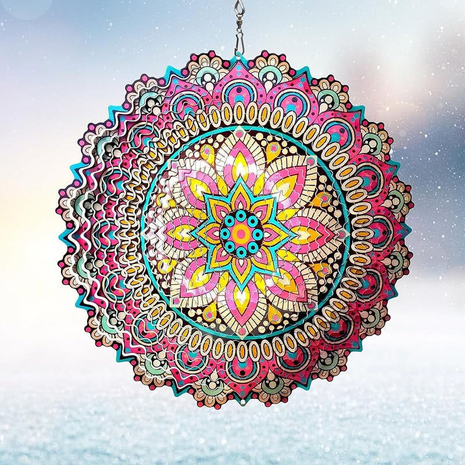 Peacock Mandala Wind Spinner 3D Hanging Wind Sculpture Creates ...