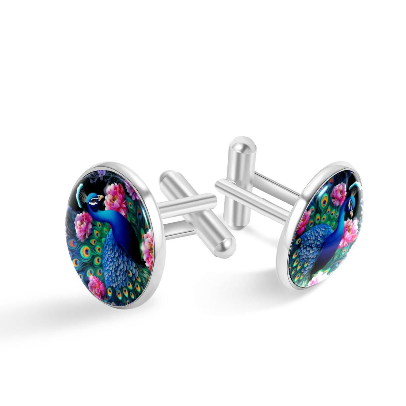 Peacock Men's Stainless Steel Shirt Cufflinks for Formal Attire and ...