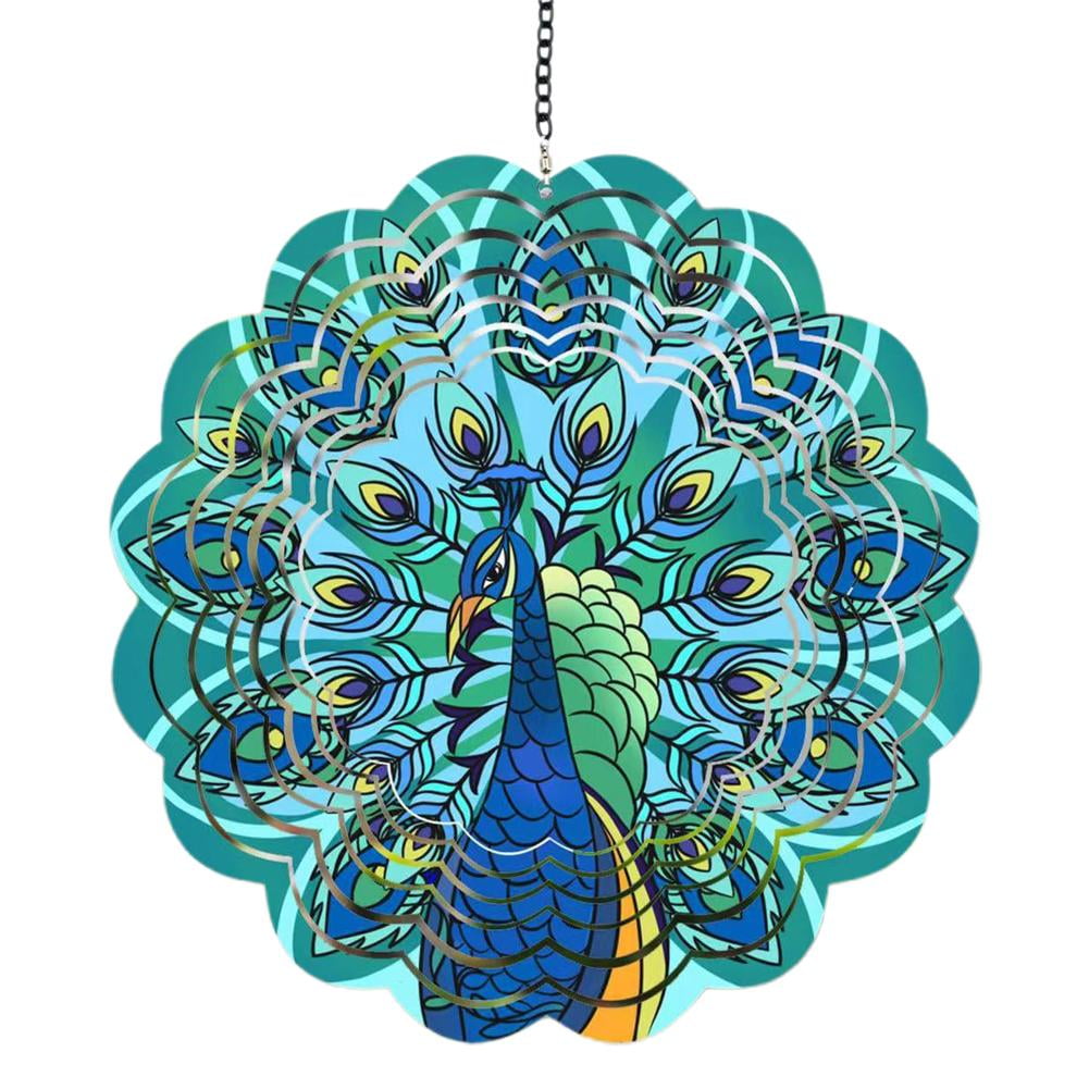 Peacock Metal Wind Spinners, Multi Color 3D Wind Spinner Outdoor ...