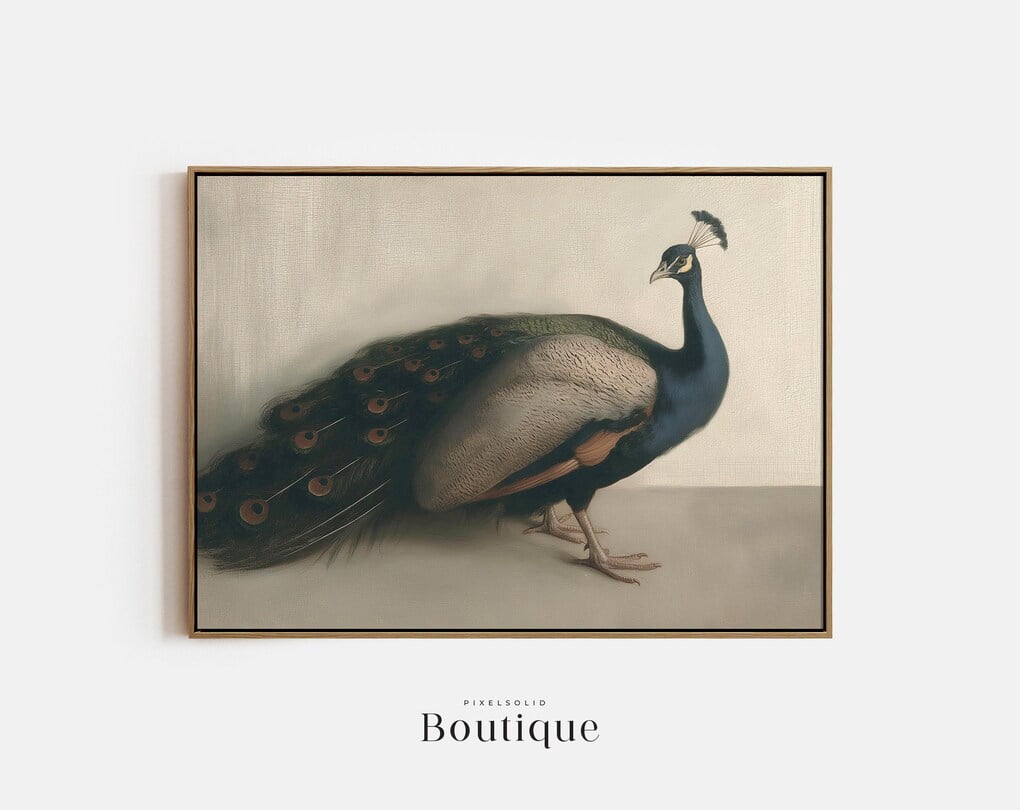 Peacock Oil Painting, Moody Peacock Print, Rustic French Country Wall ...