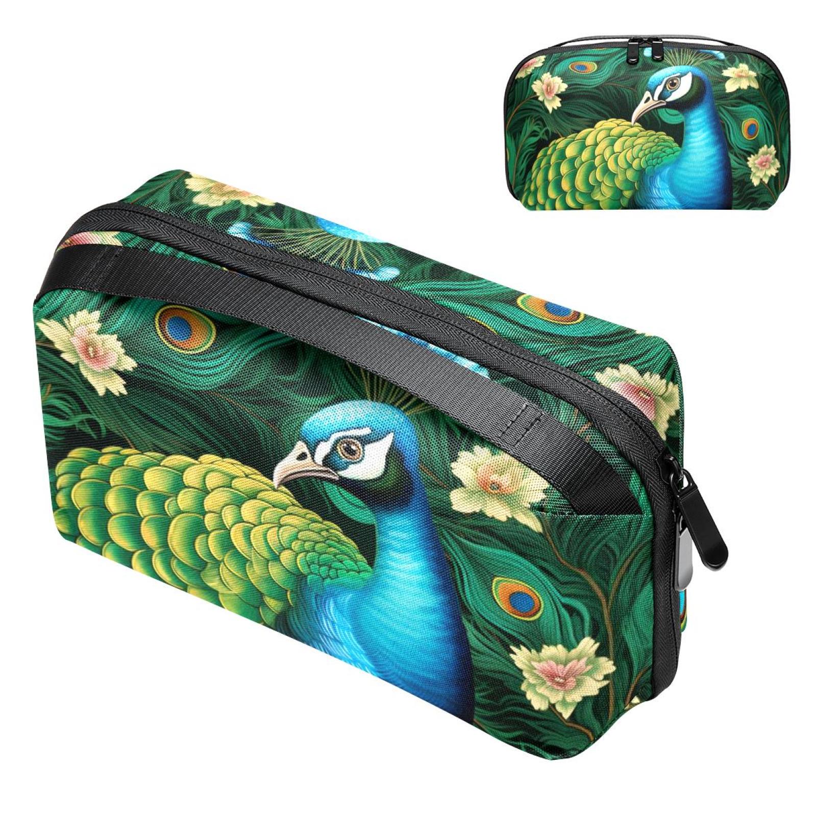 Peacock Oxford Fabric Waterproof Portable Hard Drive Bag and Case with ...