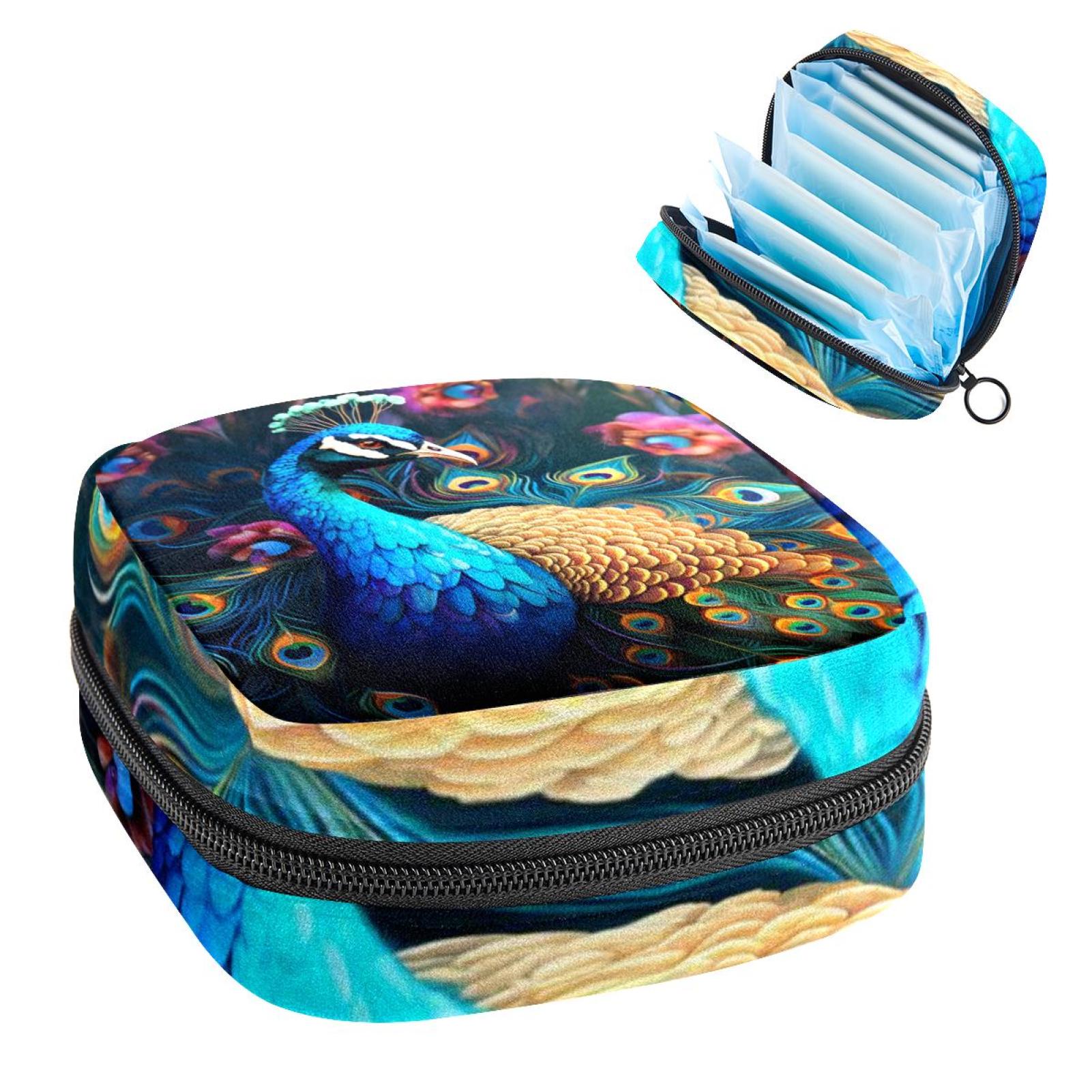 Peacock Pad Bag Storage Organizer Pouch for Menstrual Hygiene Products ...