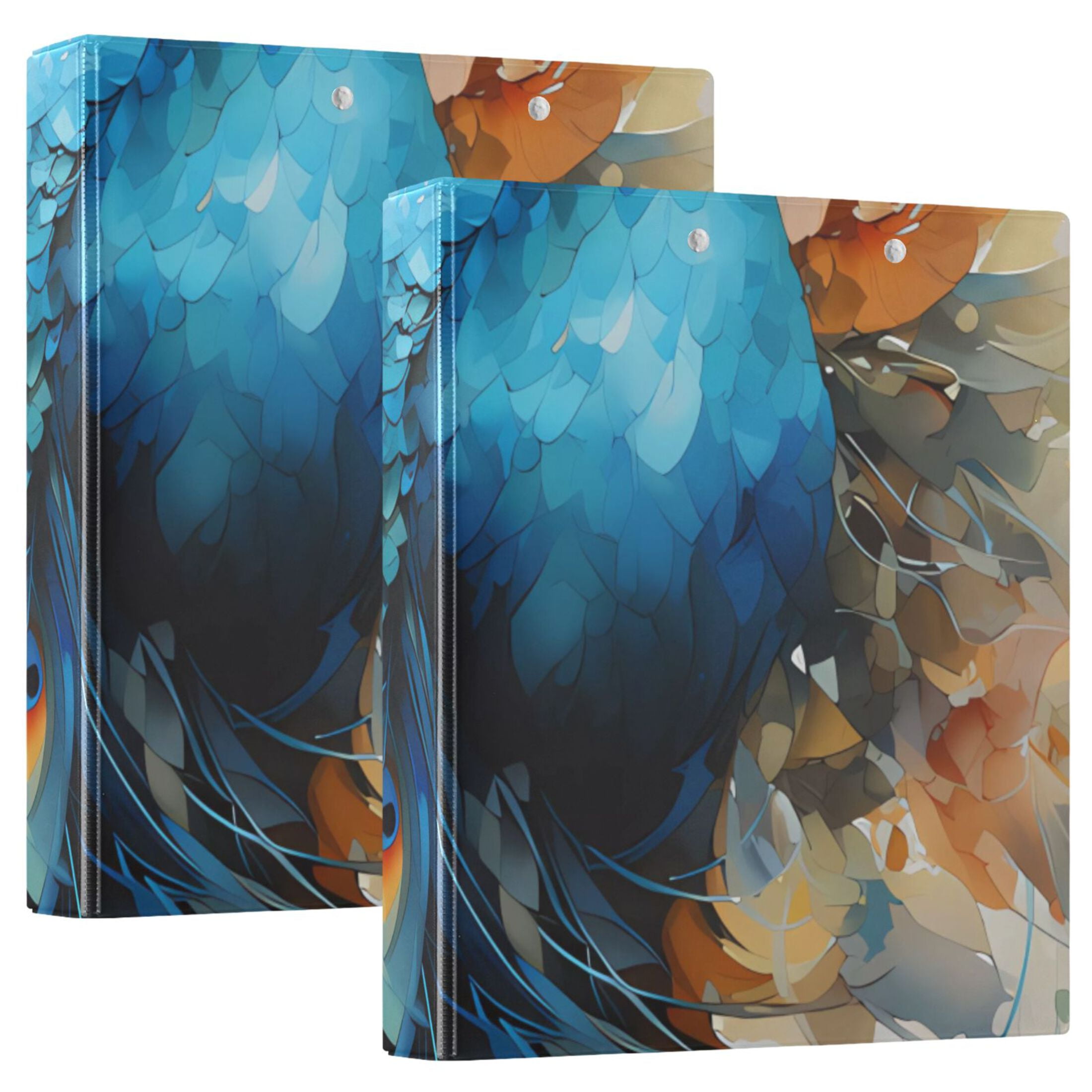 Peacock Painting Flowers 3 Ring Binders 1.5 inch Hardcover File Folders ...